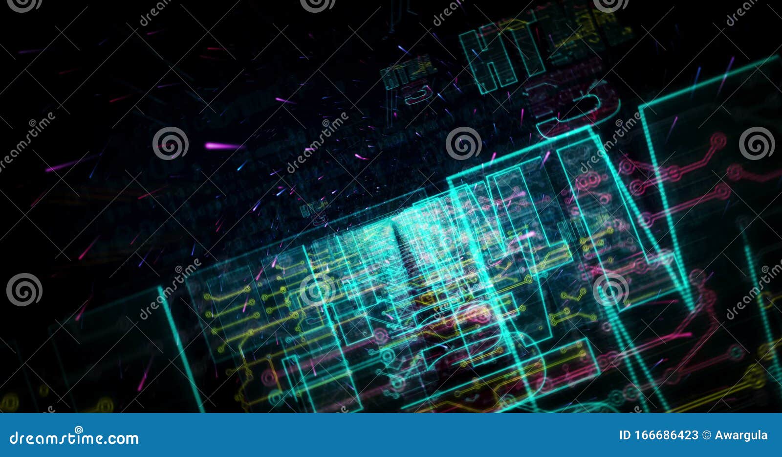 HTML5 Symbol Futuristic Animation Stock Video - Video of binary, design ...