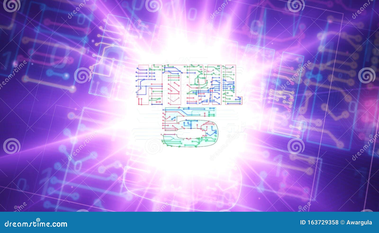 HTML5 Sign Futuristic Illustration Stock Illustration - Illustration of ...