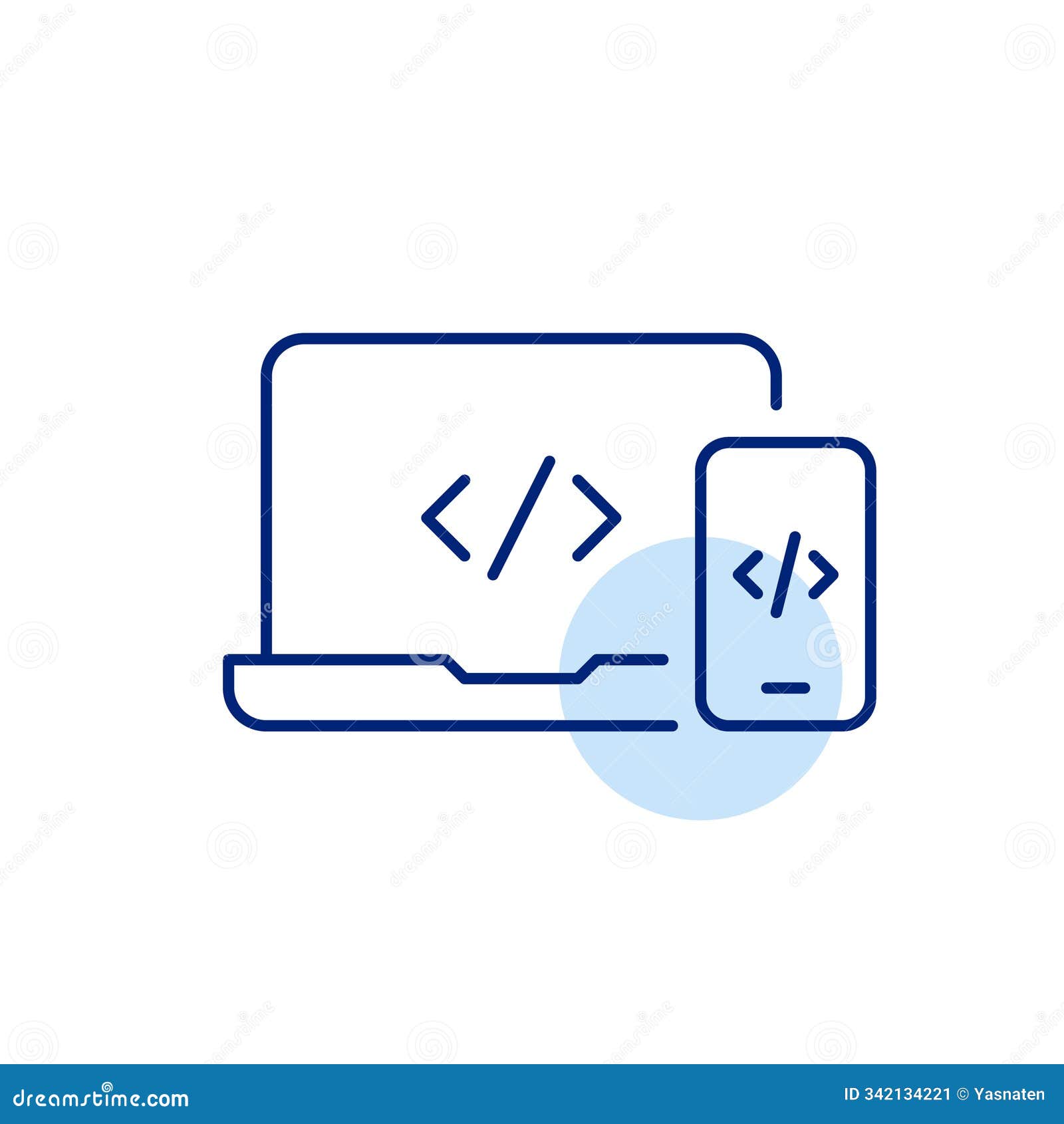 HTML Symbols on Smartphone and Laptop. Responsive Web Development ...