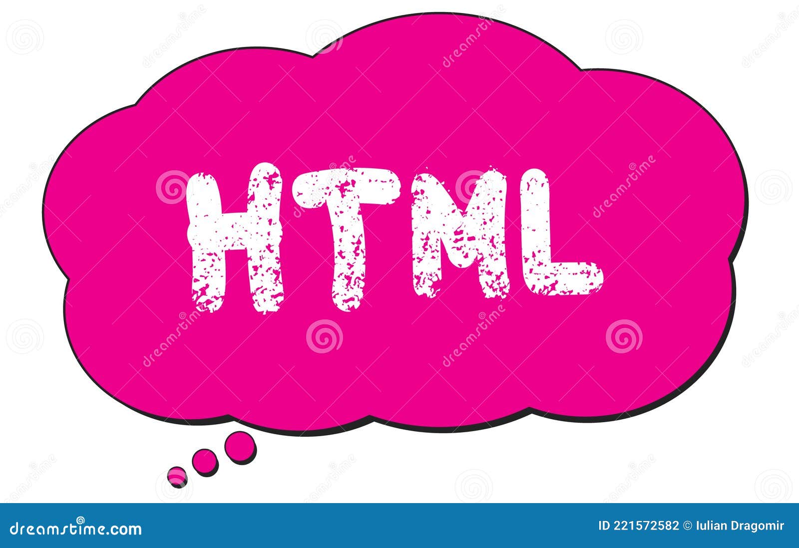 HTML Text Written on a Pink Cloud Bubble Stock Illustration ...