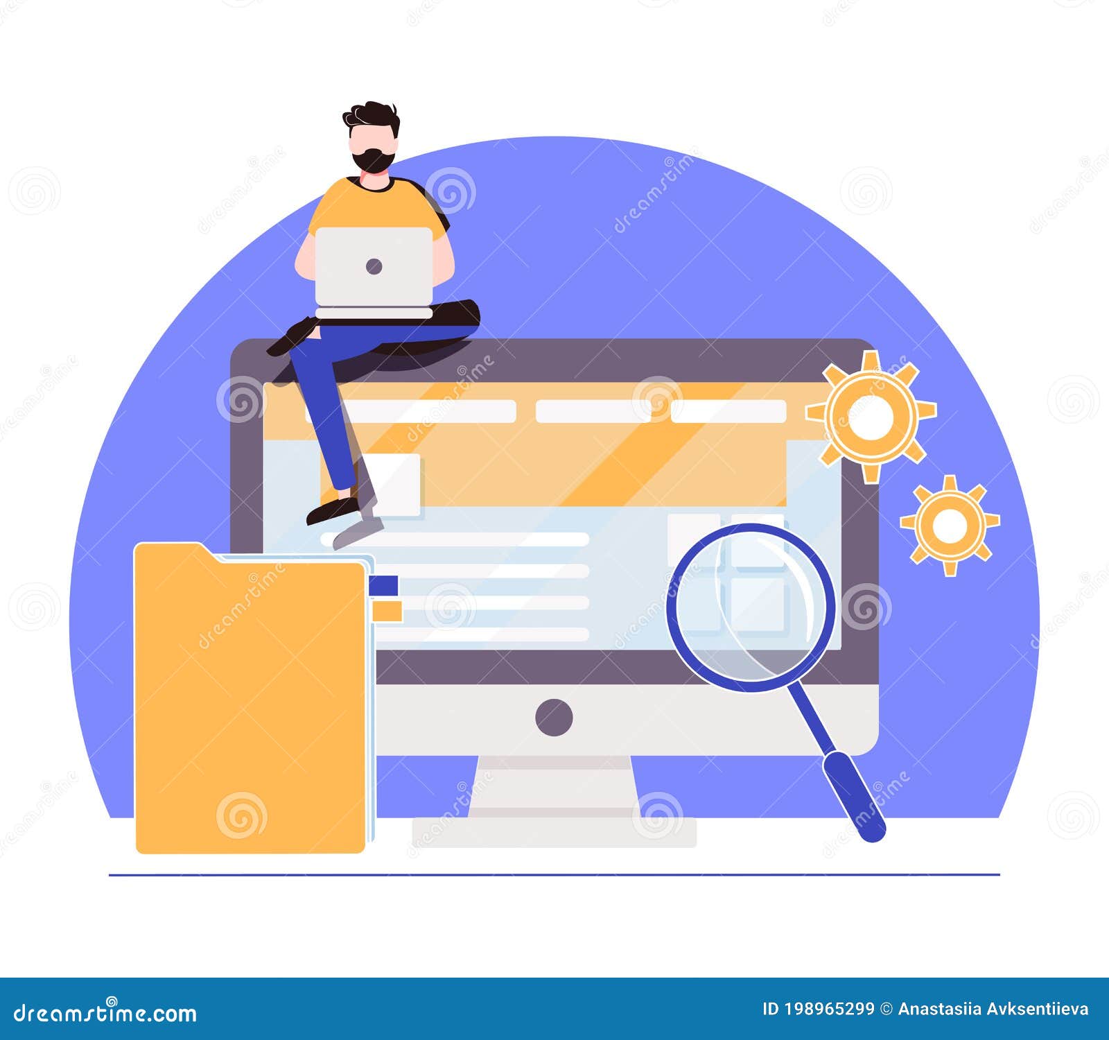 Web Page User Interface Template. Social Network Website Browser Window. UI Design In Flat Style ...