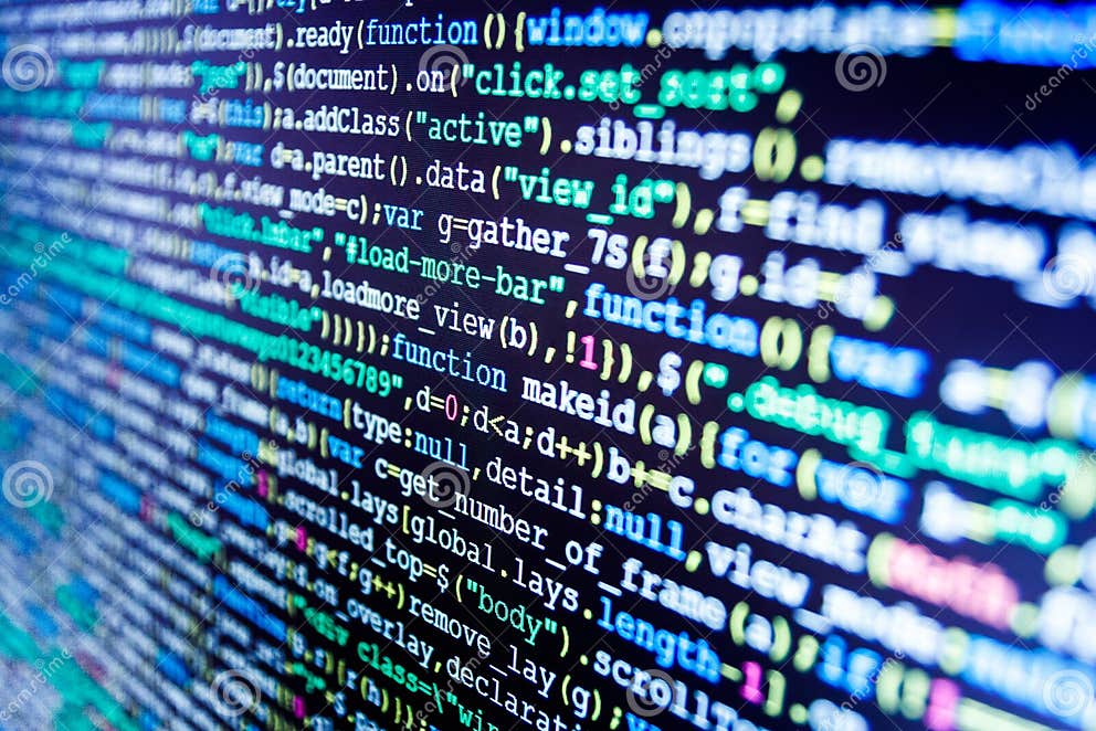 Html Website Structure Programmer Typing New Lines Of Html Code Stock