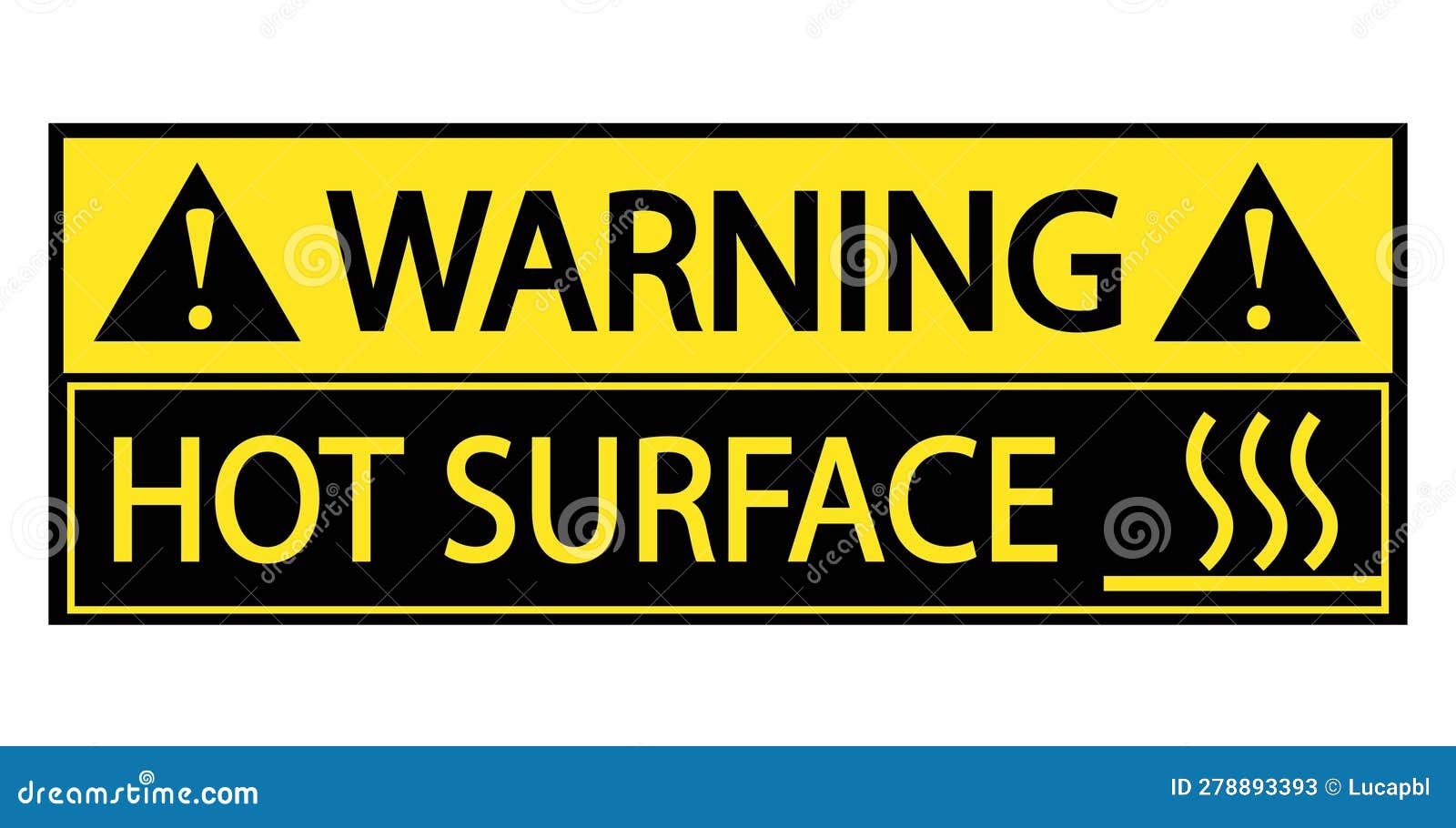 Warning, Hot Surface. Hazard Sign with Textand Symbols. Horizontal ...