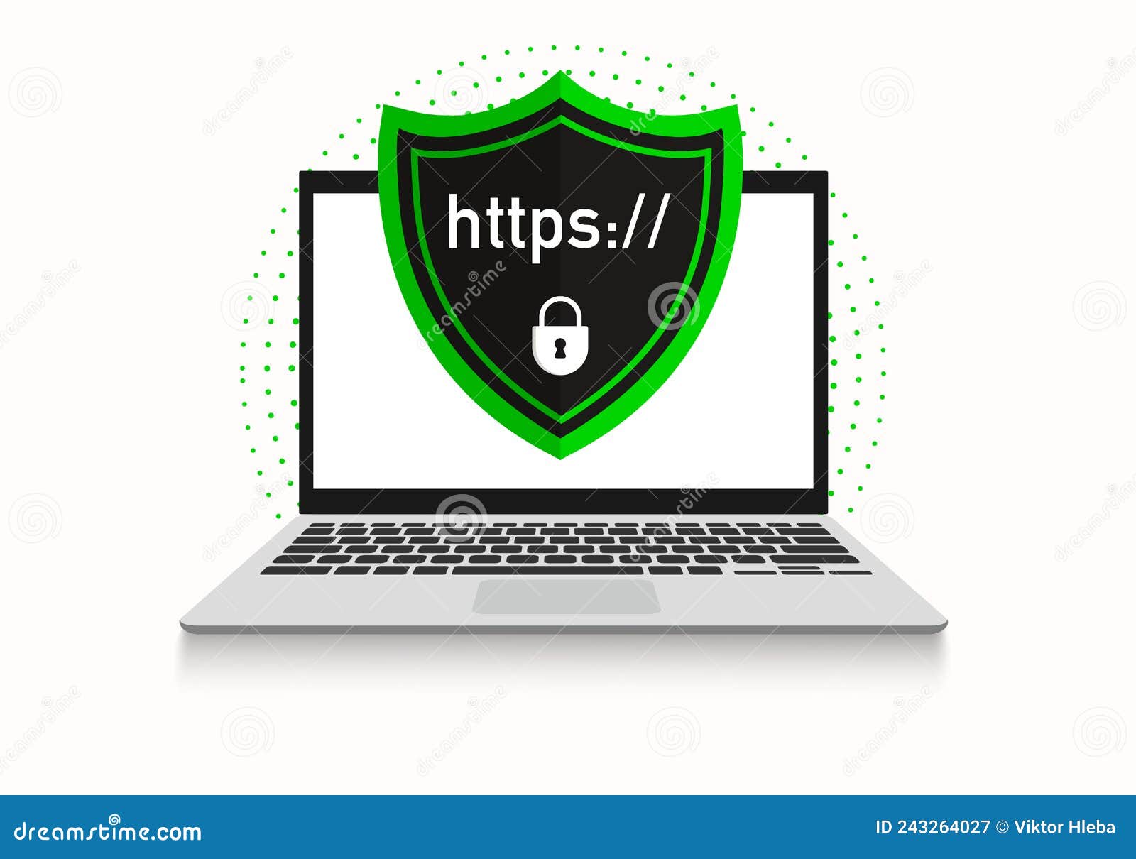 Http and Https Protocols on Shield on Laptop, on White Background ...
