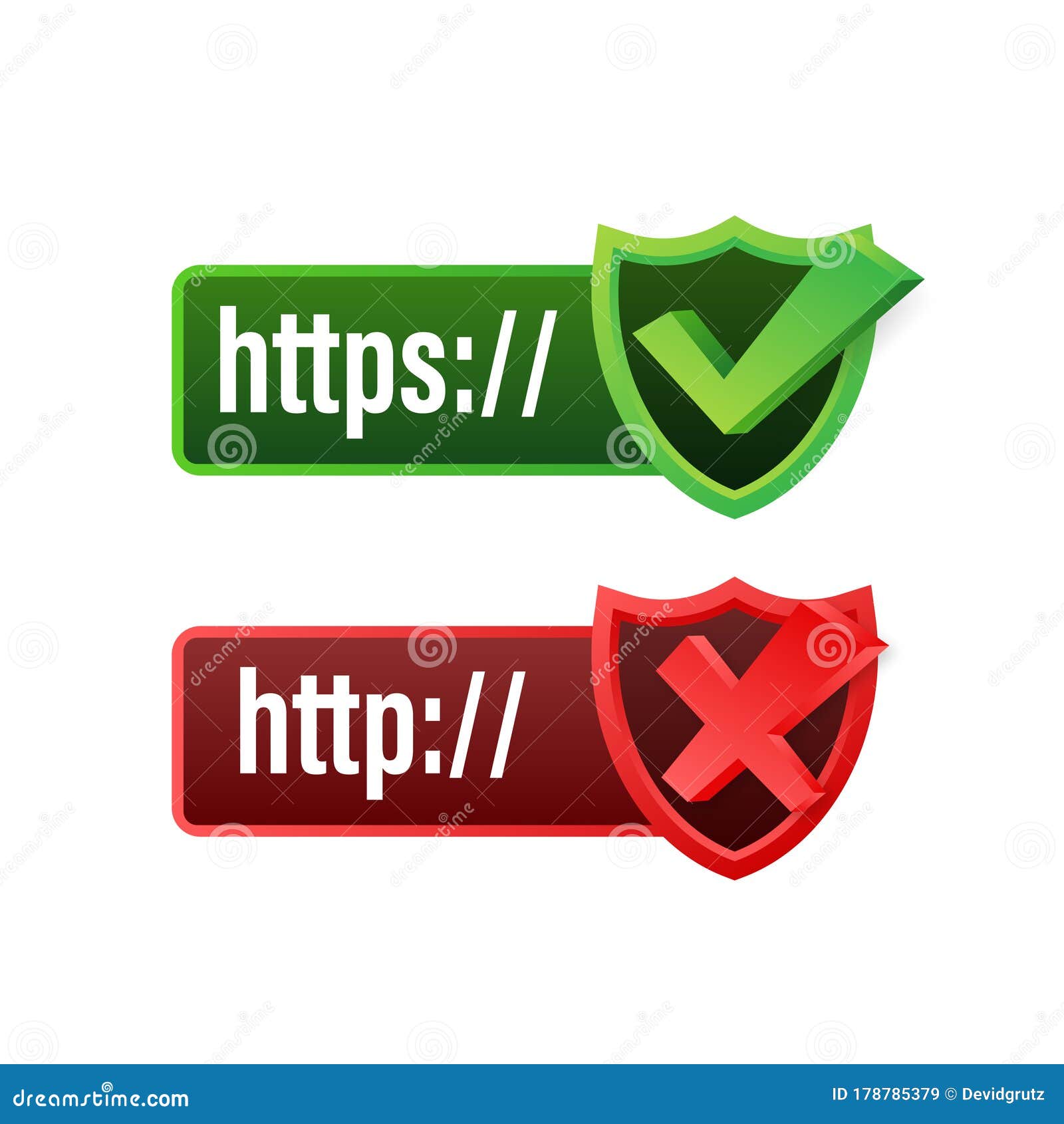 Http And Https On Shields Linear Vector Illustration On White ...
