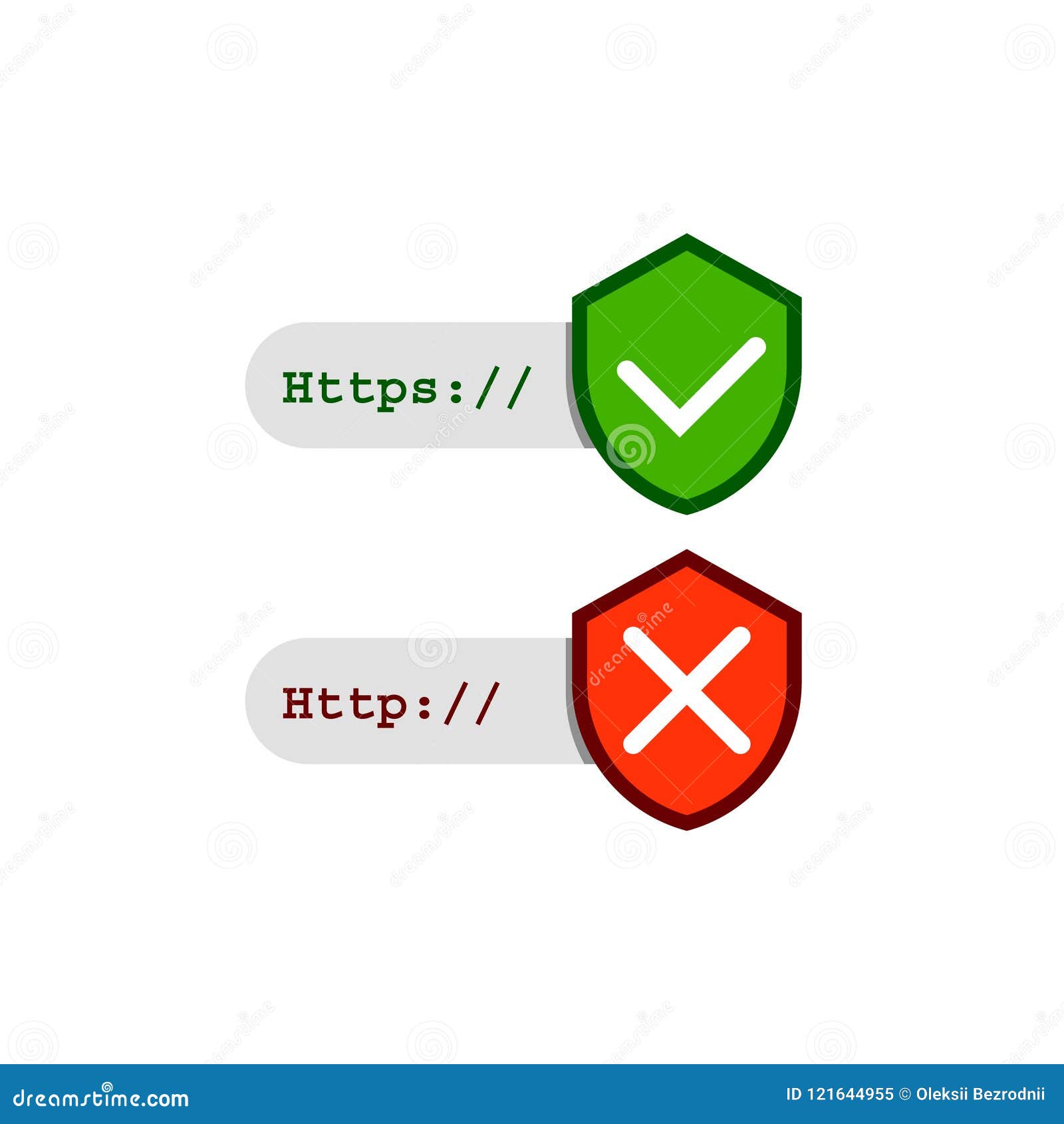 Http And Https On Shields Linear Vector Illustration On White ...