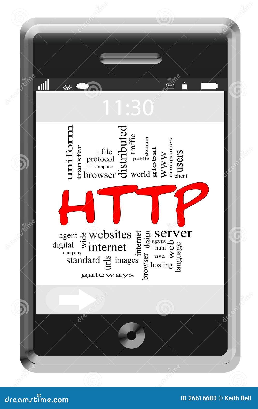 HTTP Word Cloud Concept on Touchscreen Phone Stock Illustration ...