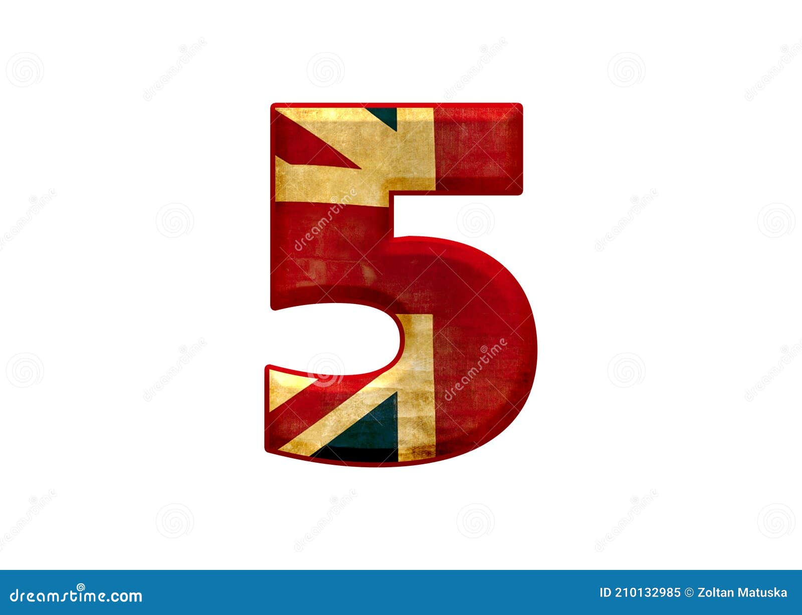 3 D Illustration Union Jack Flag Number 5, Alphabet, Great Britain ...
