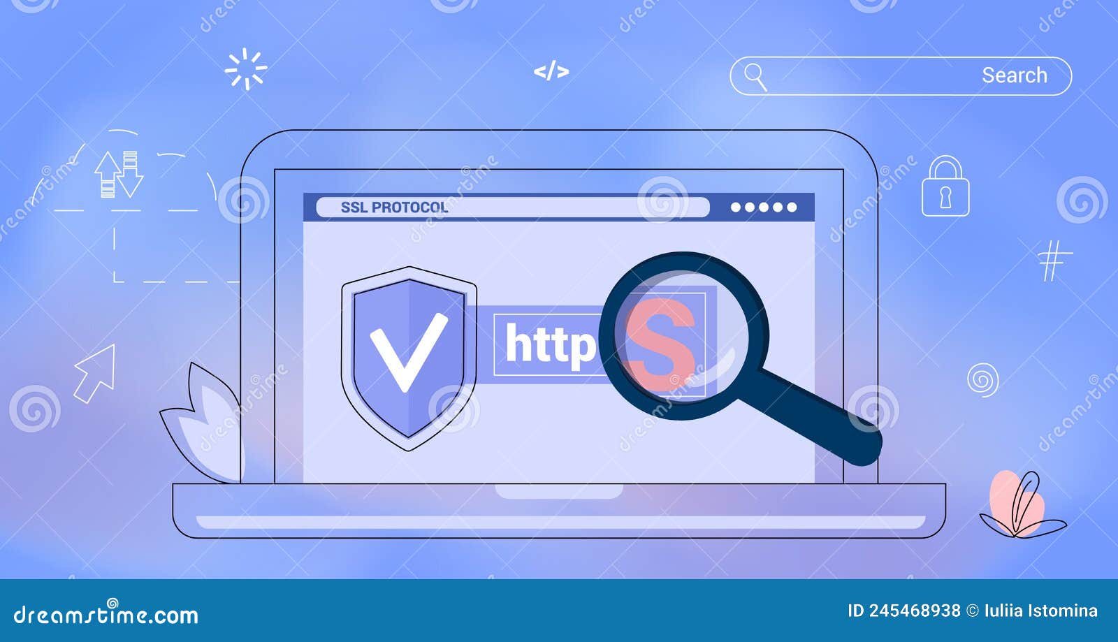 HTTPS Protected Connection Secure Protocol Security Communication Stock ...
