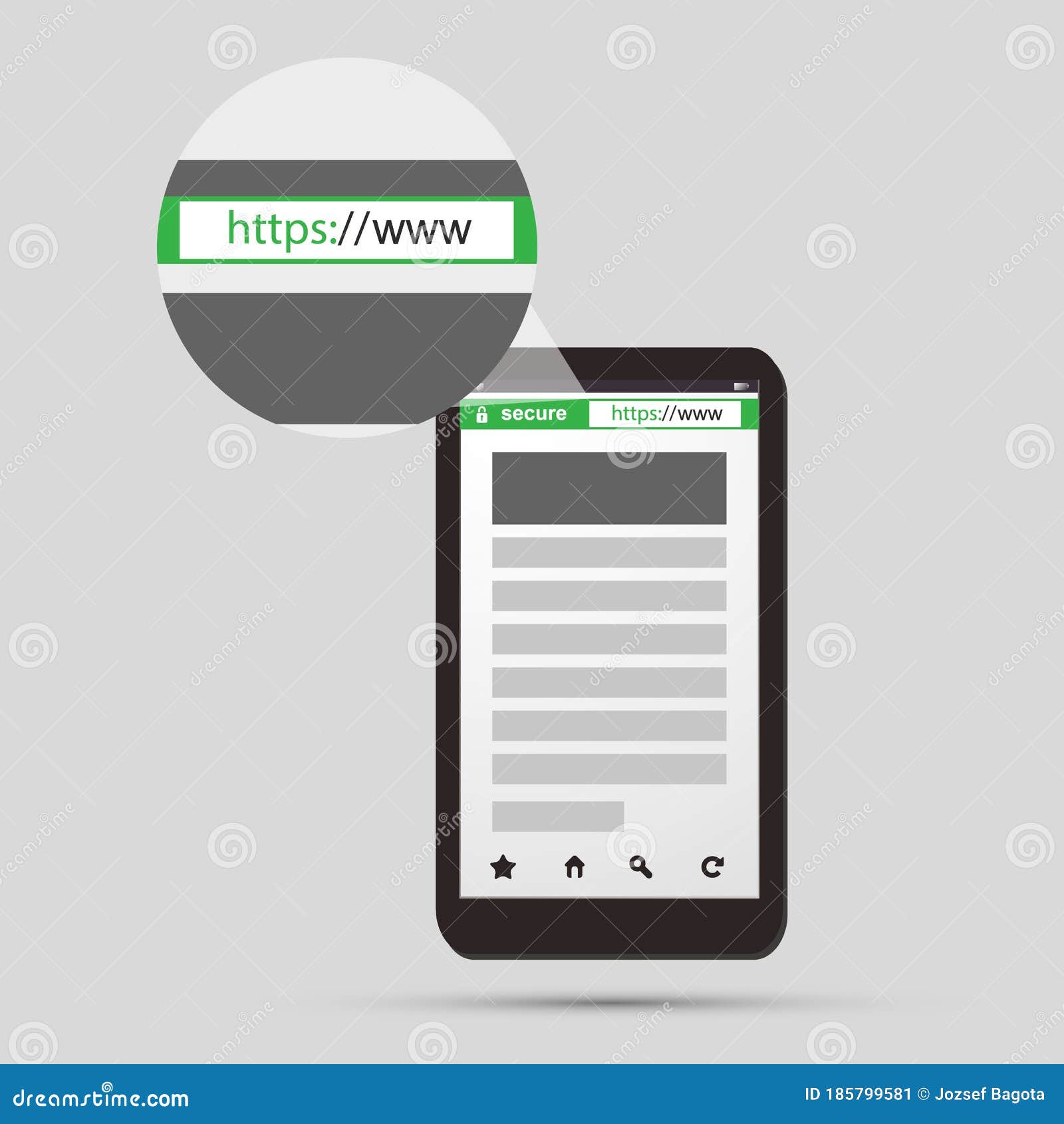 HTTPS Protocol - Safe Communication, Secure Browsing on Mobile Devices Stock Vector ...