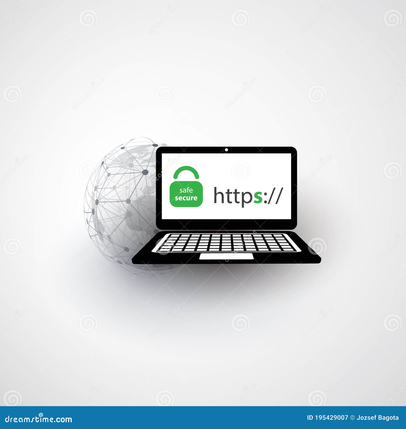 HTTPS Protocol - Secure Networks, Safe Browsing on Mobile Computer Stock Vector - Illustration ...