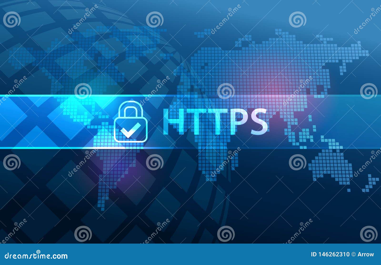 HTTPS Secure Data Transfer Protocol on Web Stock Illustration ...