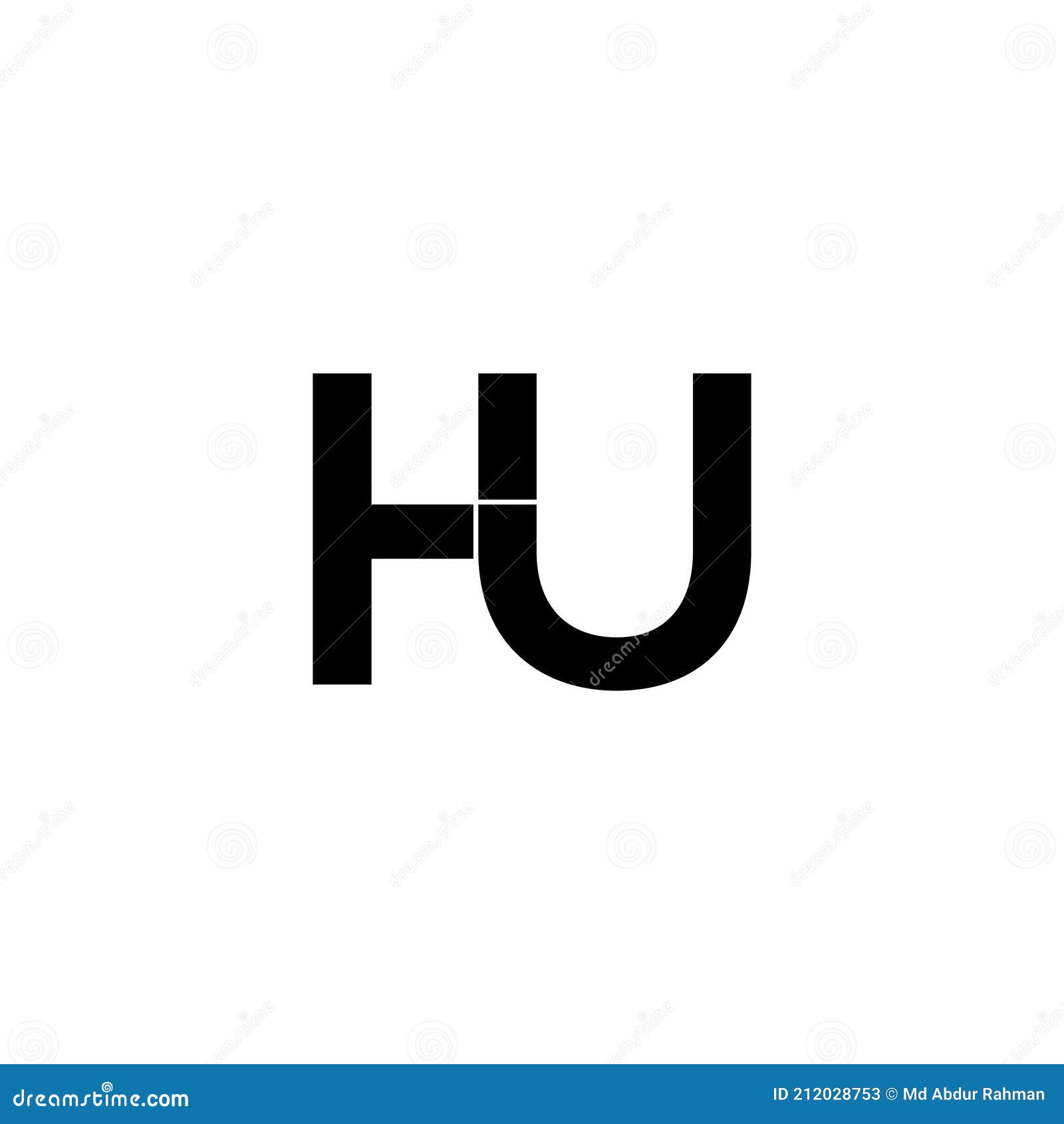 HU Creative Unique Abstract Modern Geometric Vector Symbol Font Logo ...