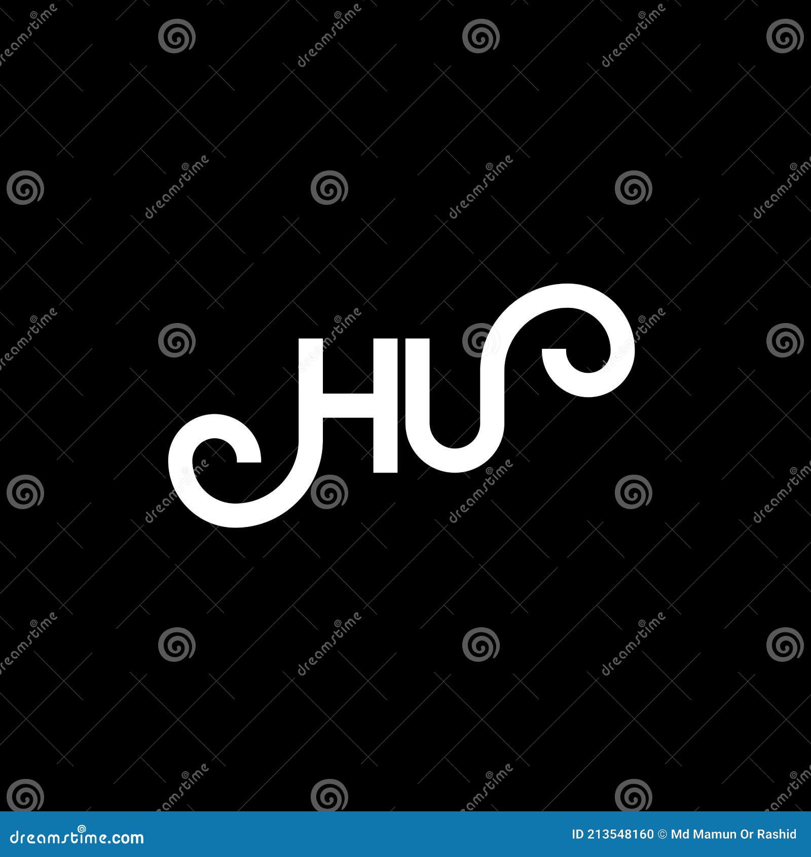 HU Letter Logo Design on Black Background. HU Creative Initials Letter ...
