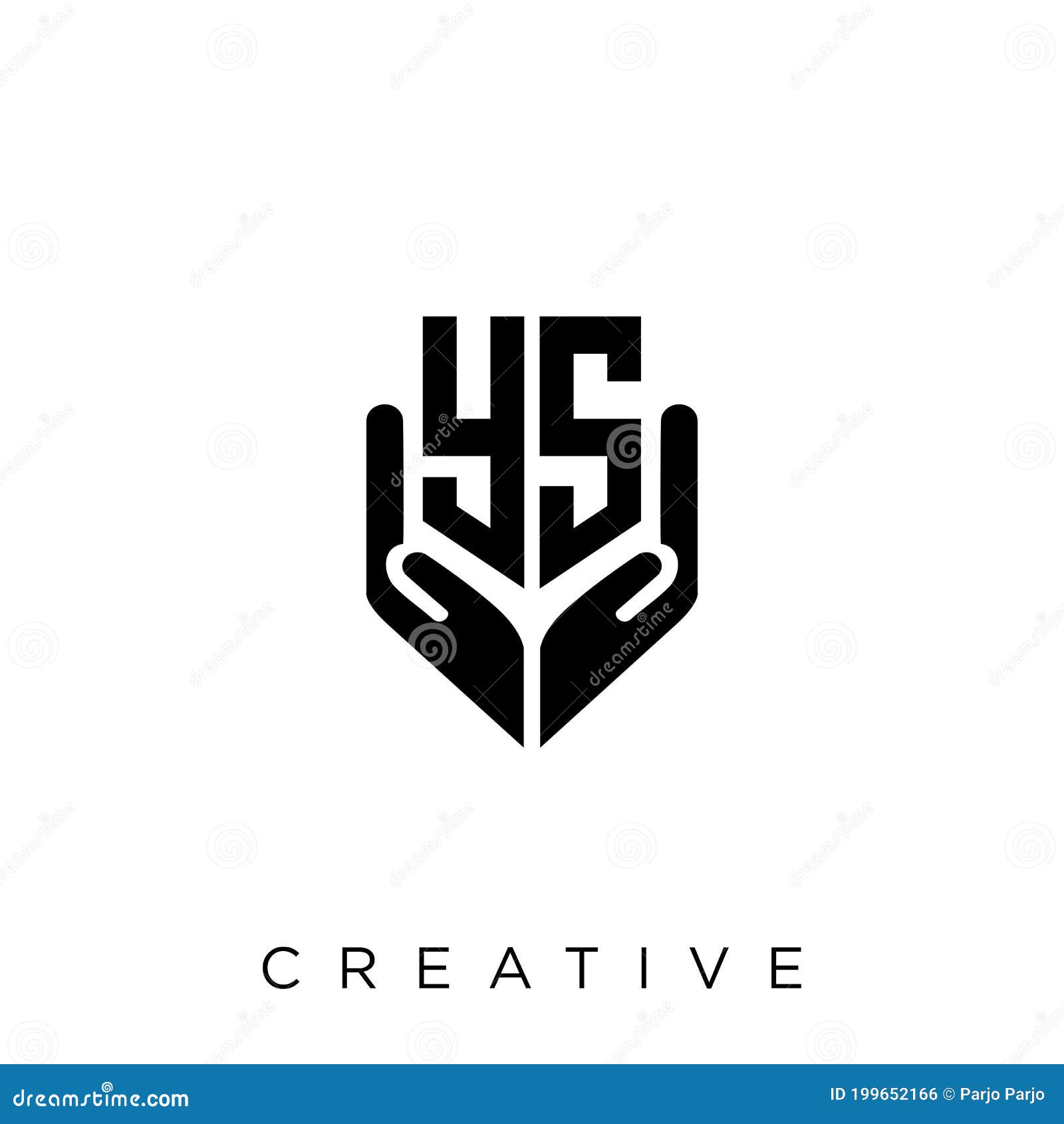 Ys Hand Shield Logo Design Vector Stock Vector - Illustration of black ...