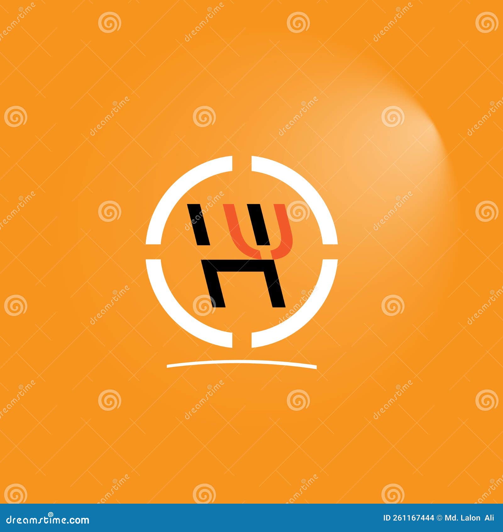 HU Text Logo Design stock vector. Illustration of orange - 261167444