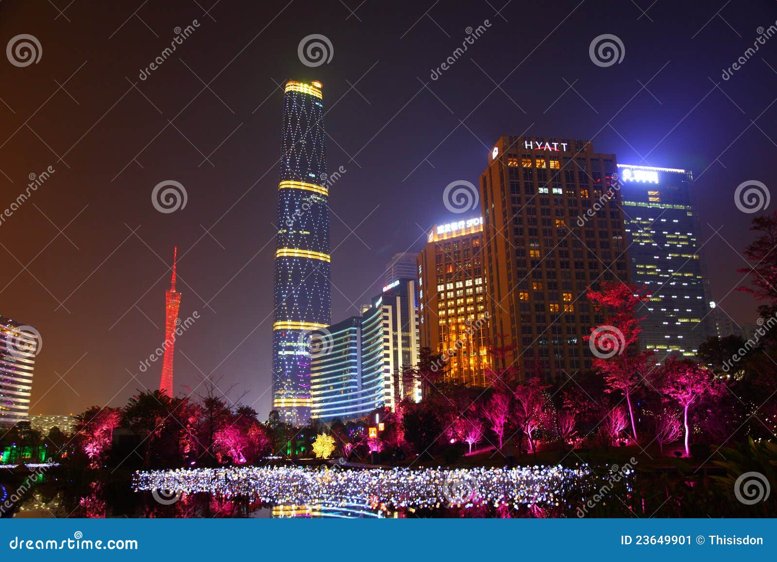 Huacheng hui nightscape 编辑类照片. 图片 包括有 广场, 玻璃, 布琼布拉, 都市风景 - 23649901