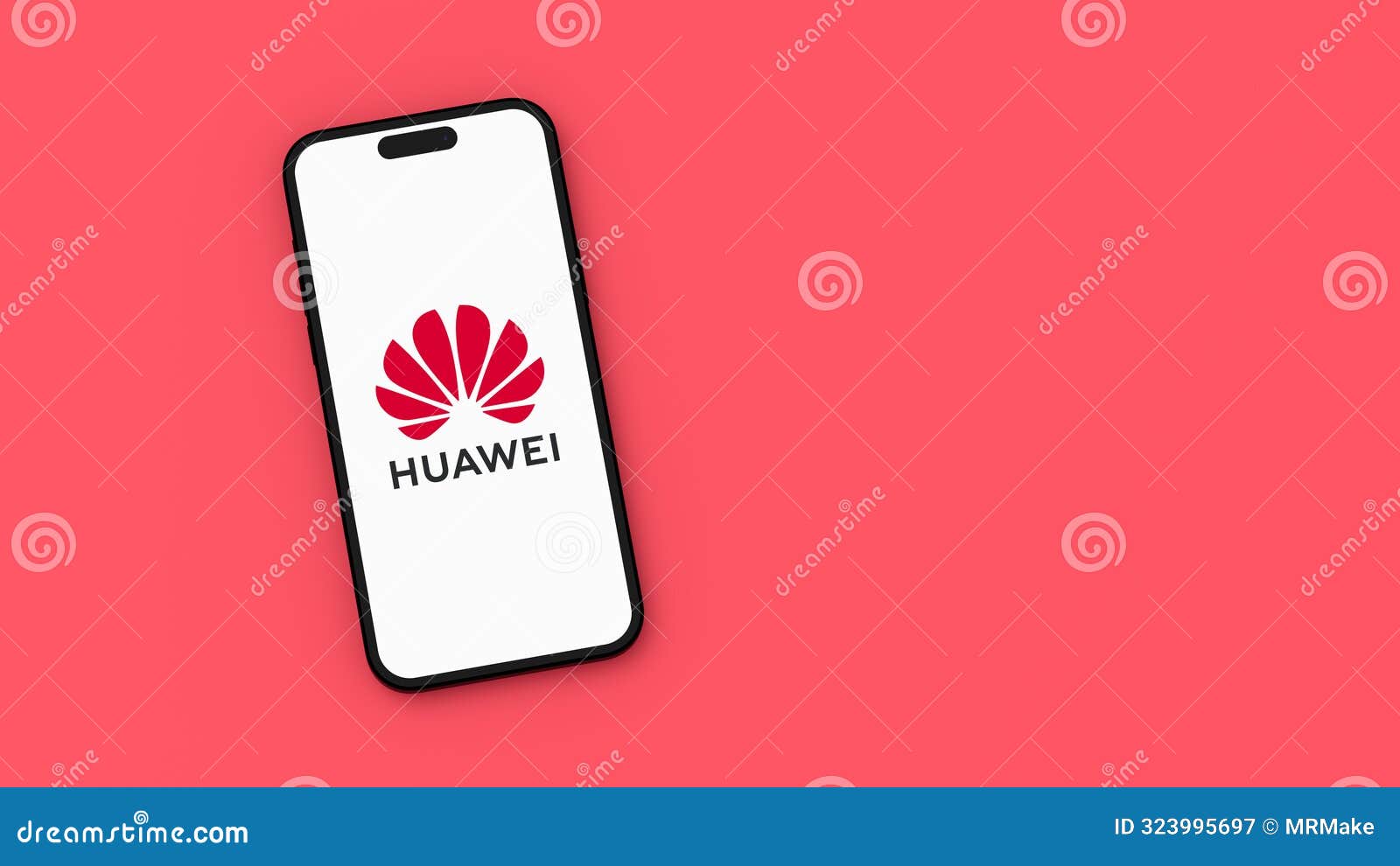 Huawei Logo on Mobile Phone Screen on Red Background with Copy Space ...