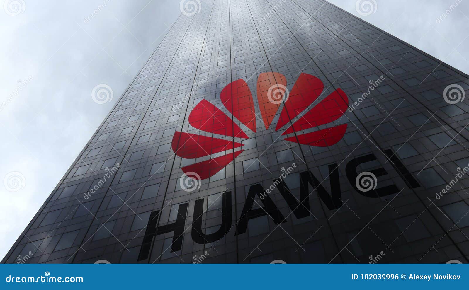 Huawei Logo on a Skyscraper Facade Reflecting Clouds. Editorial 3D ...