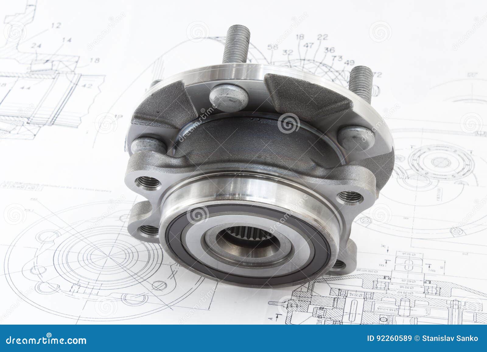Hub with bearing stock image. Image of object, drawings - 92260589