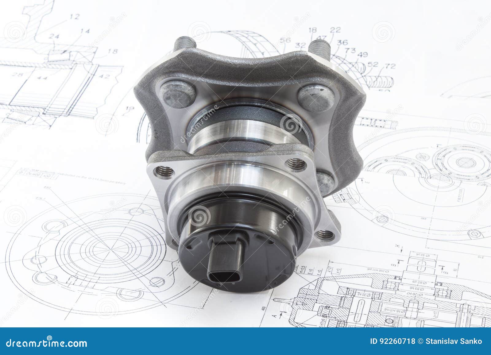 Hub with bearing stock photo. Image of drawings, metal - 92260718