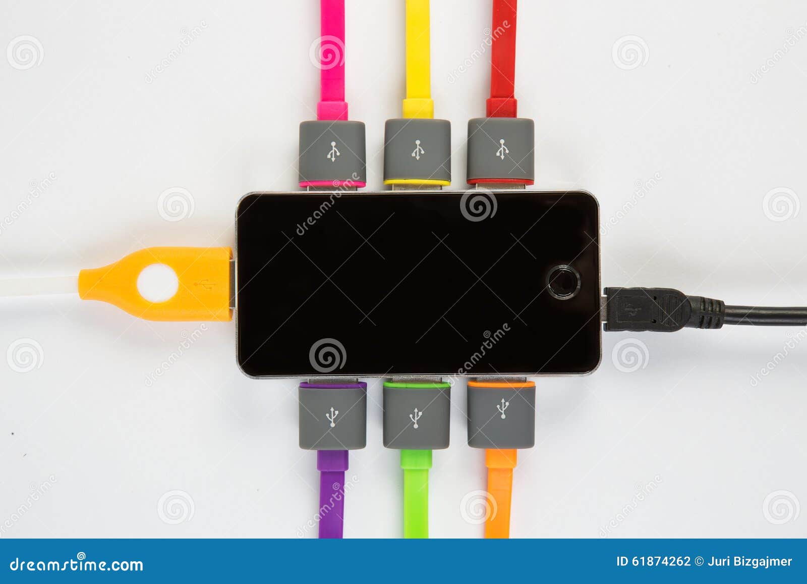 Hub with Connected Color Wires Stock Photo - Image of closeup ...
