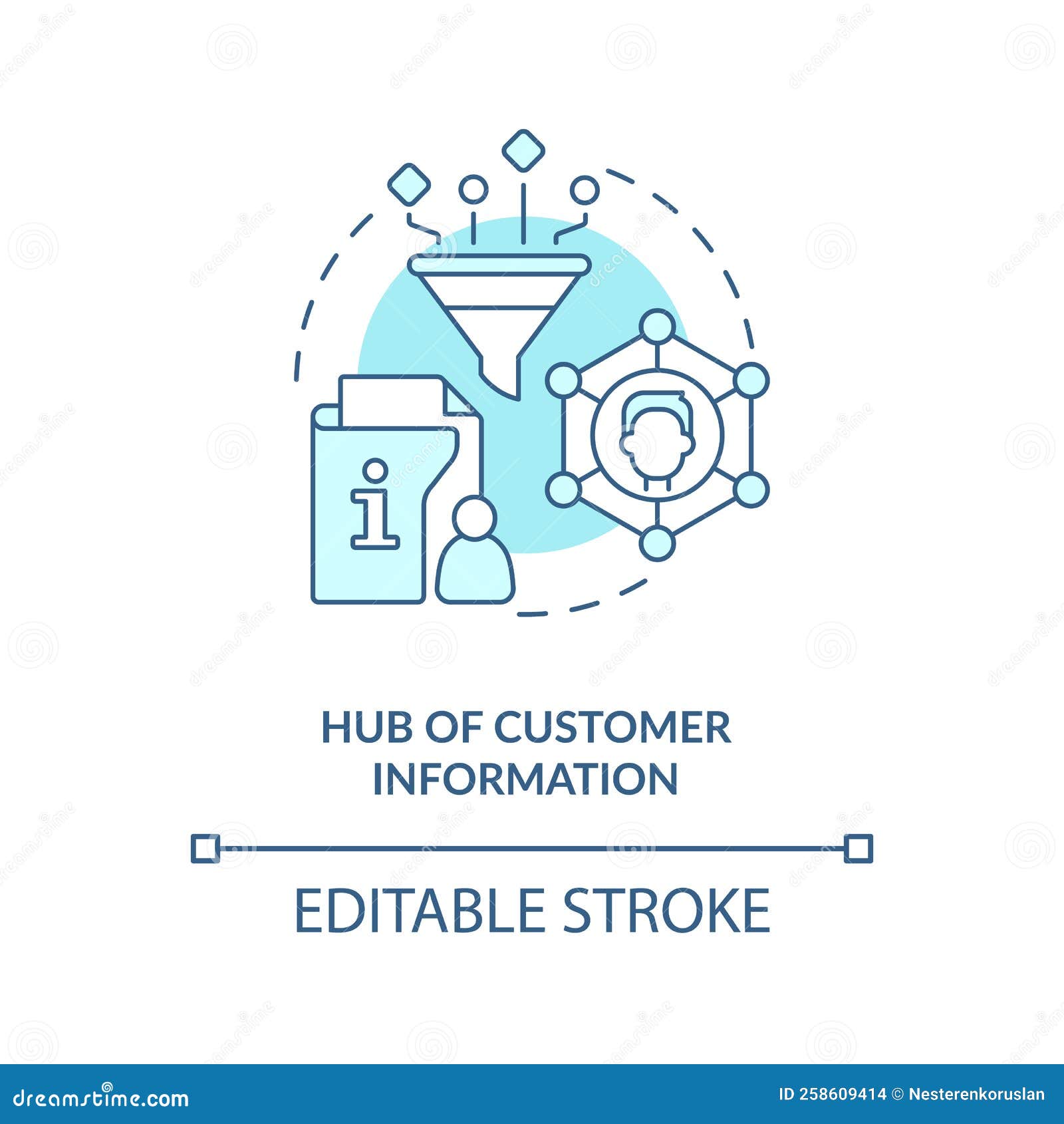 Hub of Customer Information Turquoise Concept Icon Stock Vector ...