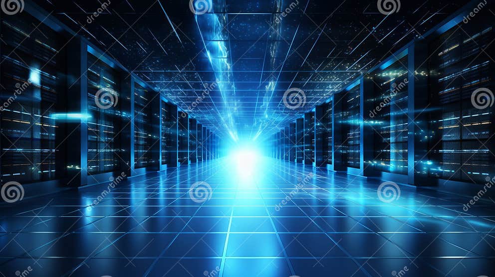 Hub for Data Centers a Massive Data Center Loaded with Rows of Computer ...