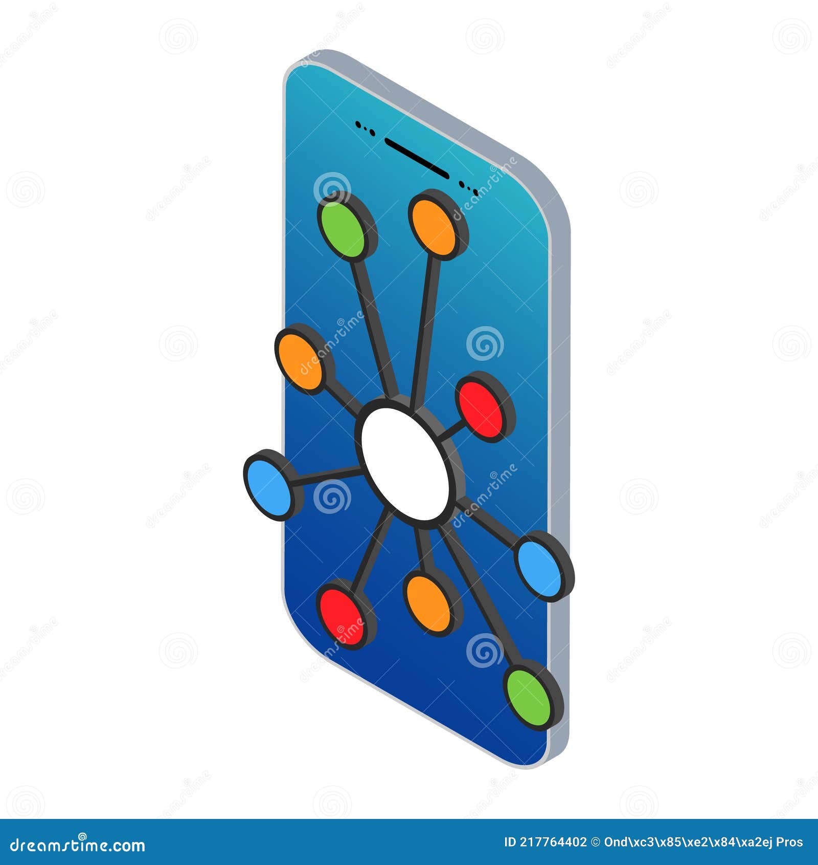 Hub Isometric Network Icon, Connect Structure Vector Symbol Isolated On ...