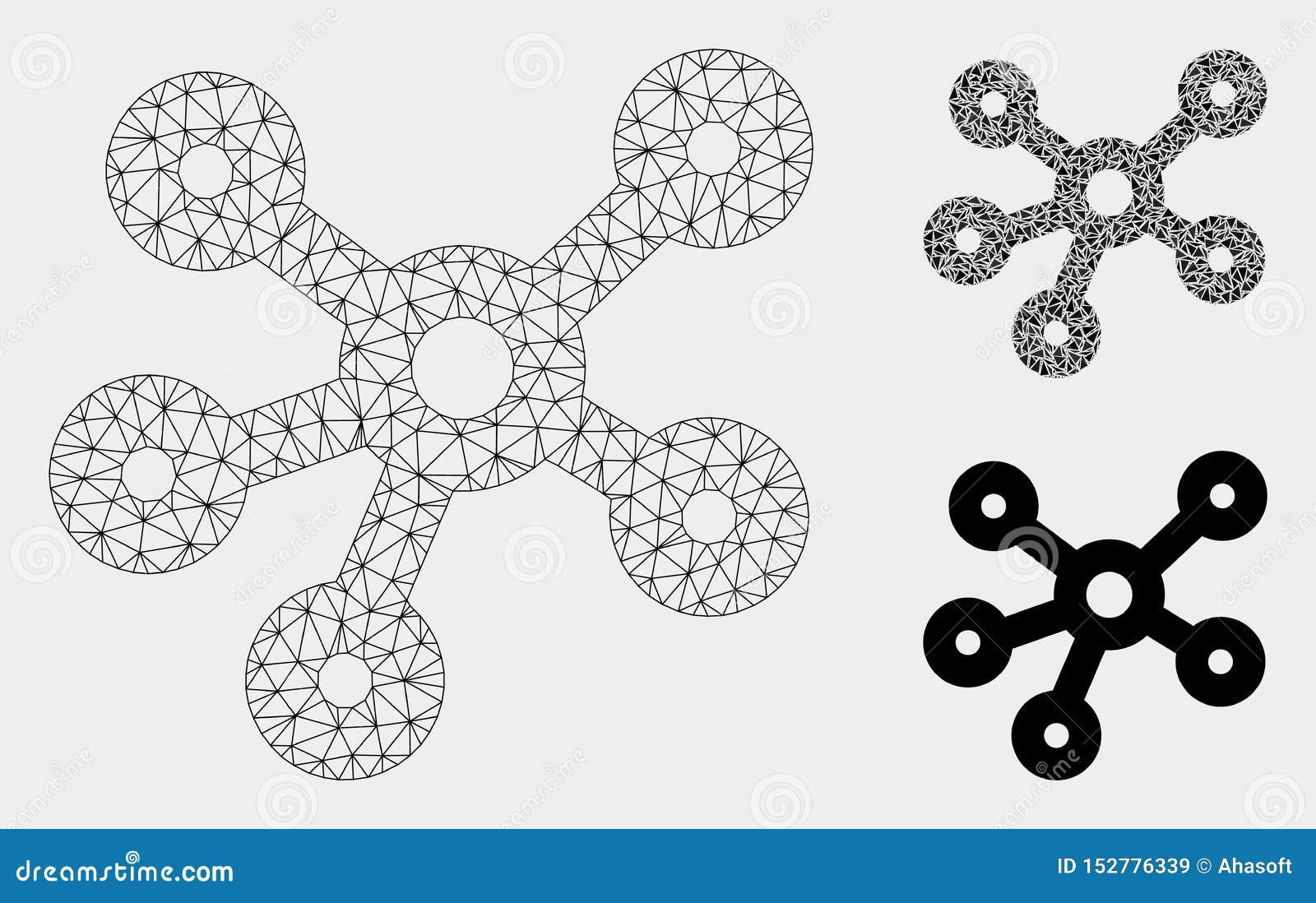 Hub Links Vector Mesh 2D Model and Triangle Mosaic Icon Stock Vector ...