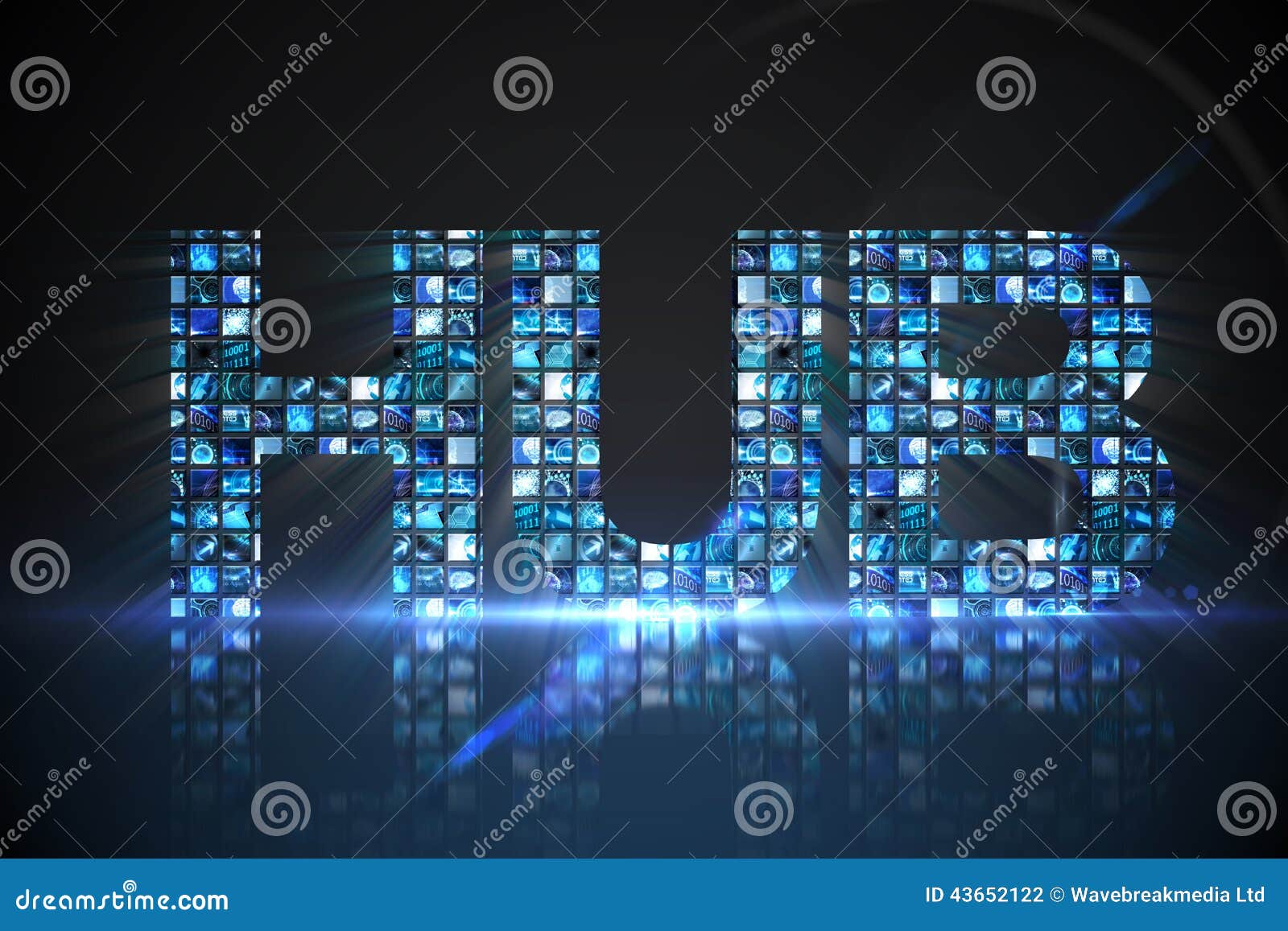 Hub Made of Digital Screens in Blue Stock Illustration - Illustration ...