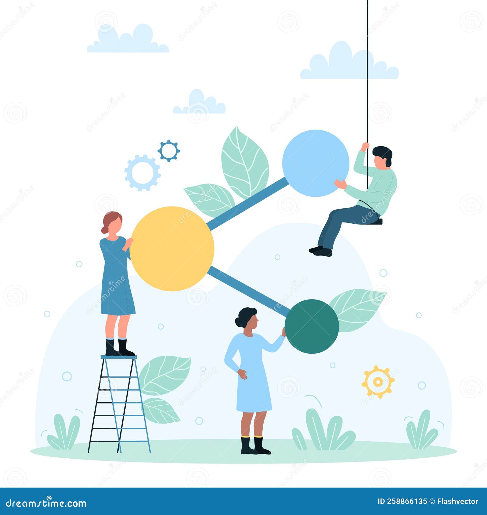 Hub Network Connection, Internet Communication, Tiny People Connect ...