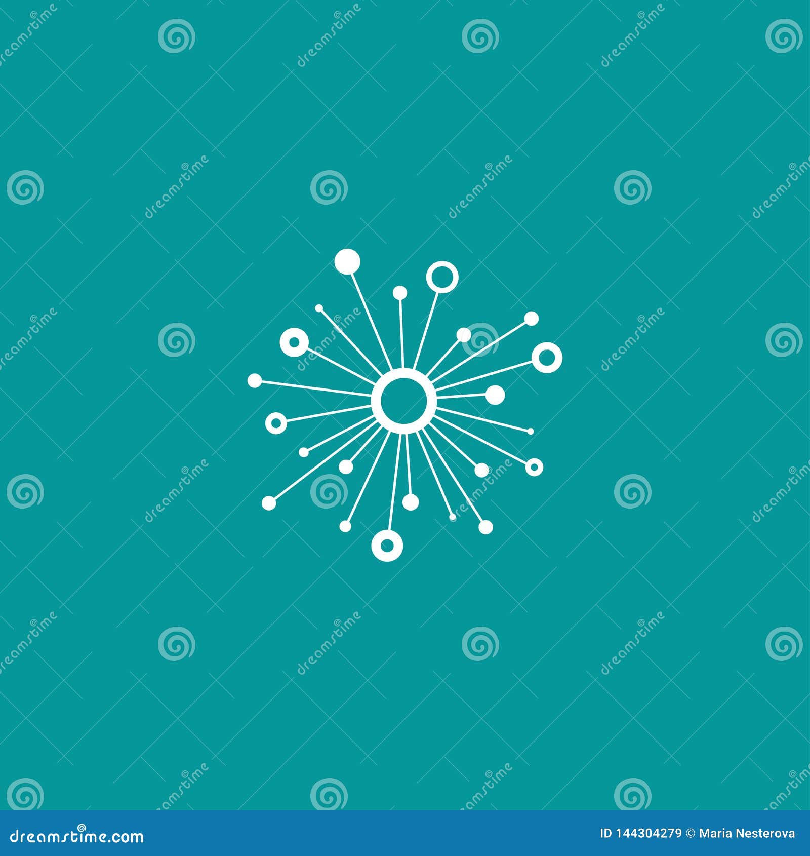 Hub Network Connection Line Icon Isolated on Blue. Tech or Technology ...