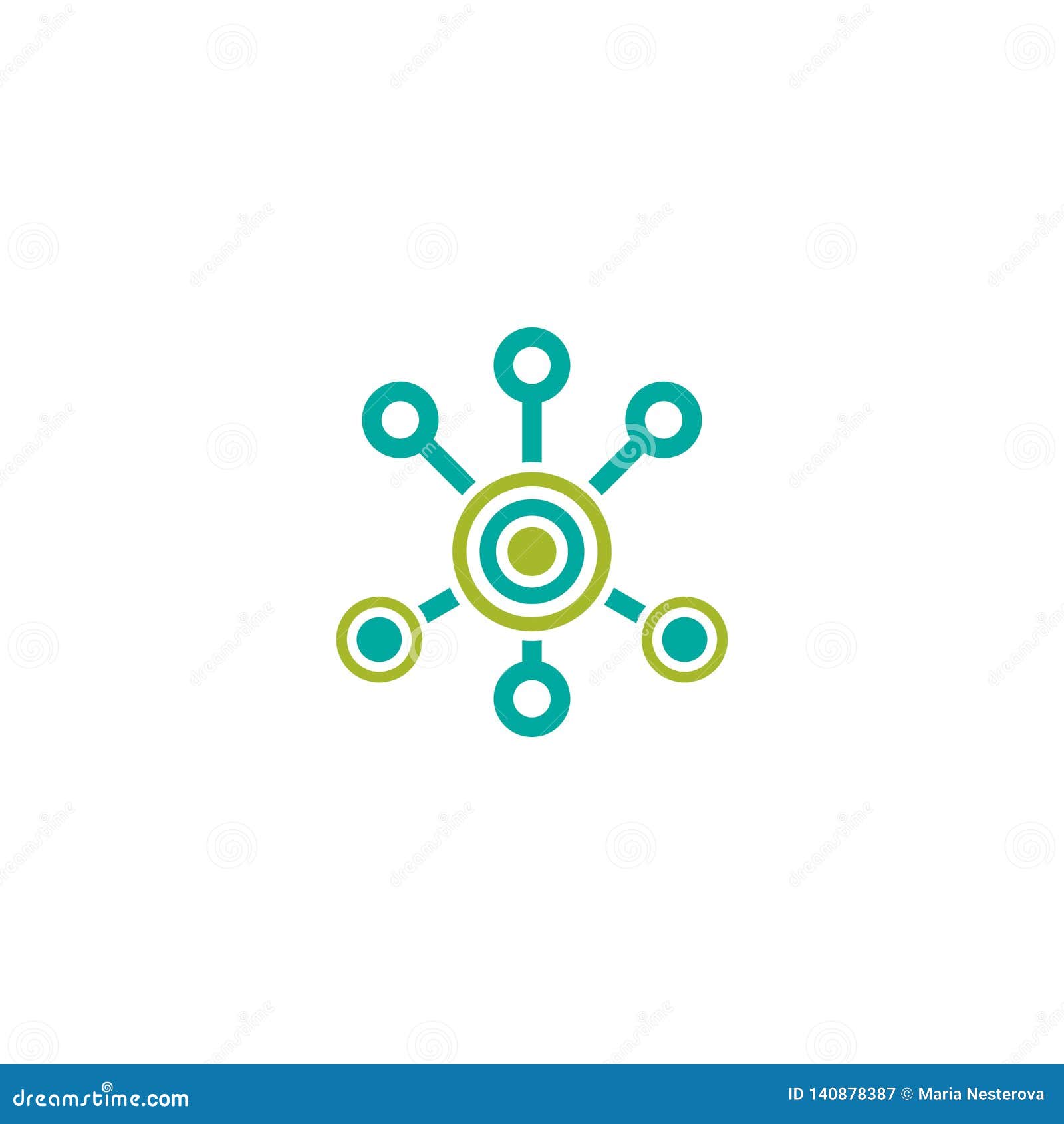 Hub Network Connection Line Icon Isolated on White. Tech or Technology ...