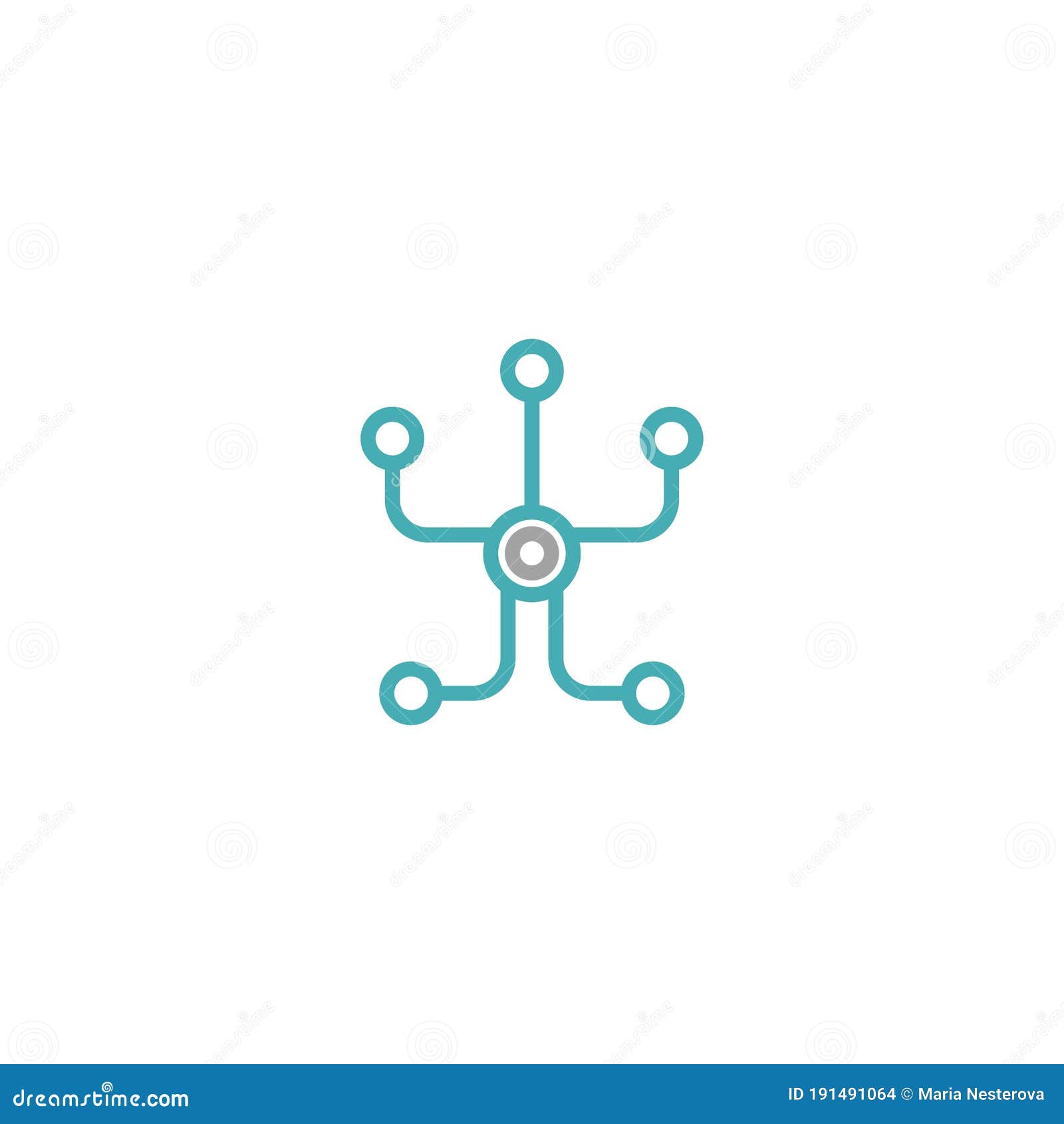 Hub Network Connection Line Icon Isolated on White. Tech or Technology ...