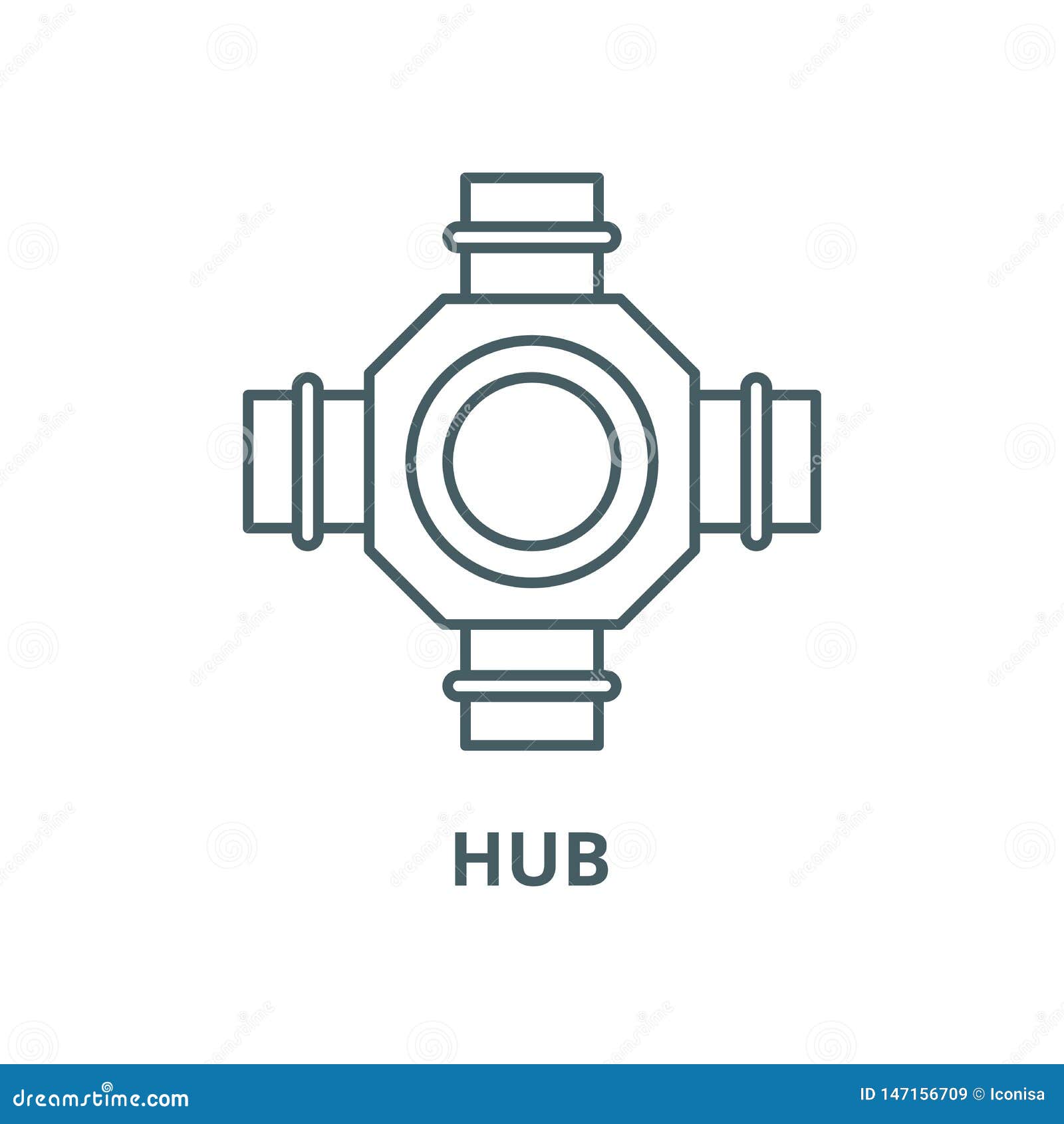 Hub Vector Line Icon, Linear Concept, Outline Sign, Symbol Stock Vector ...