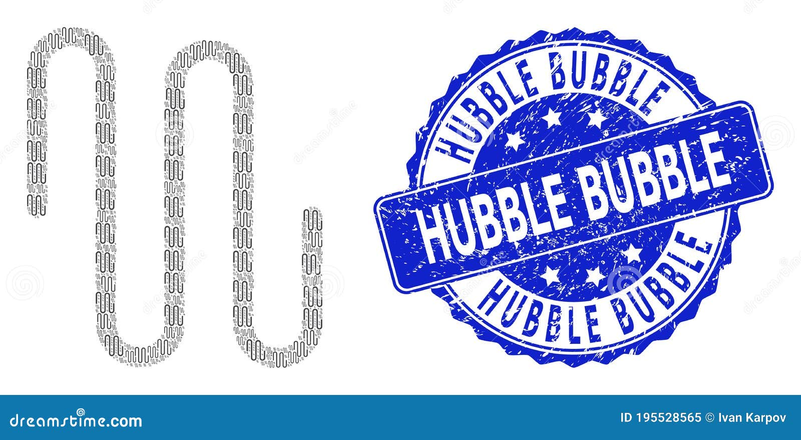 Grunge Hubble Bubble Ribbon Seal And Mesh Wireframe Donut Cartoon ...