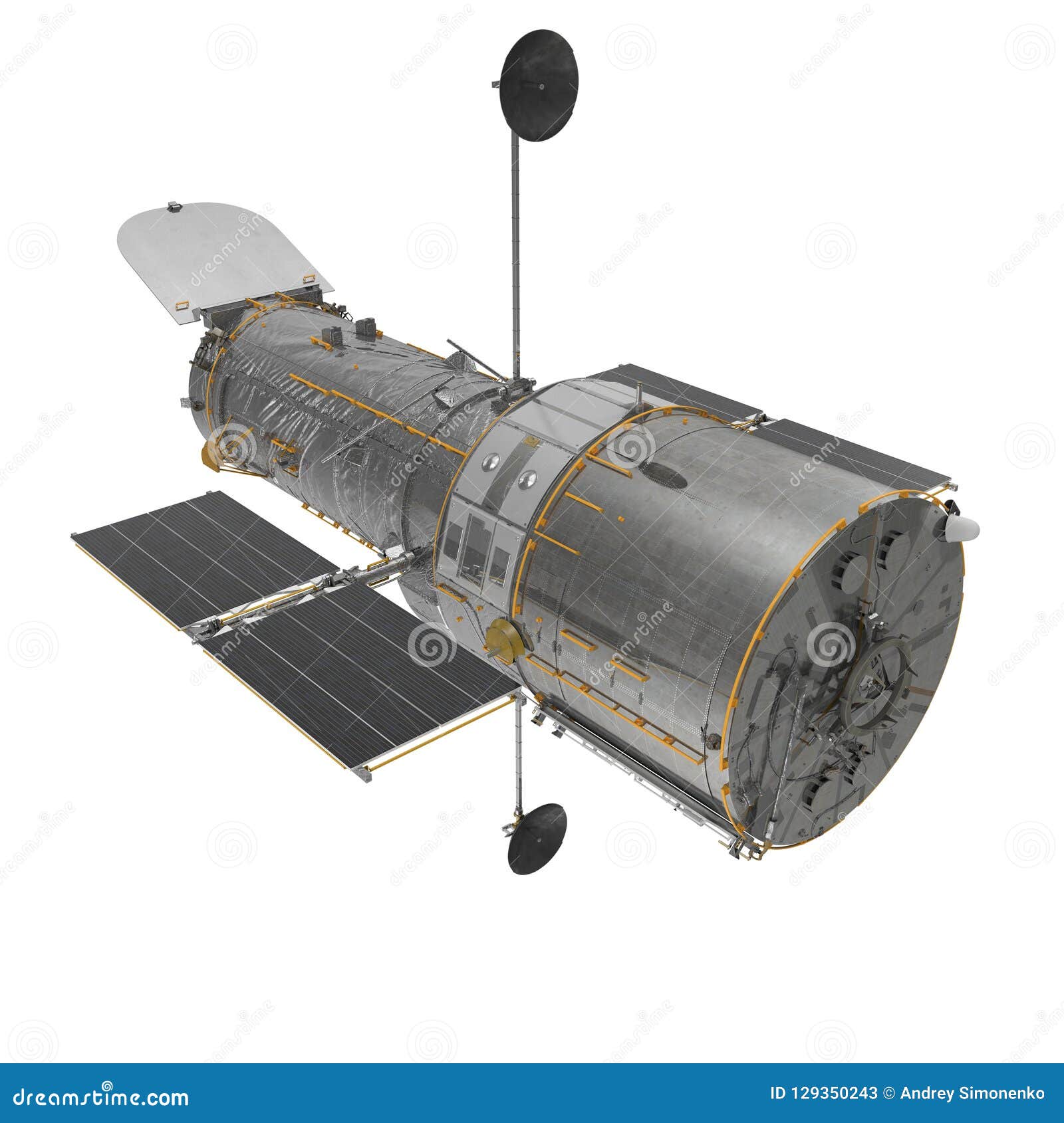 Hubble Space Telescope Isolated on White Backgrouns. 3D Illustration ...