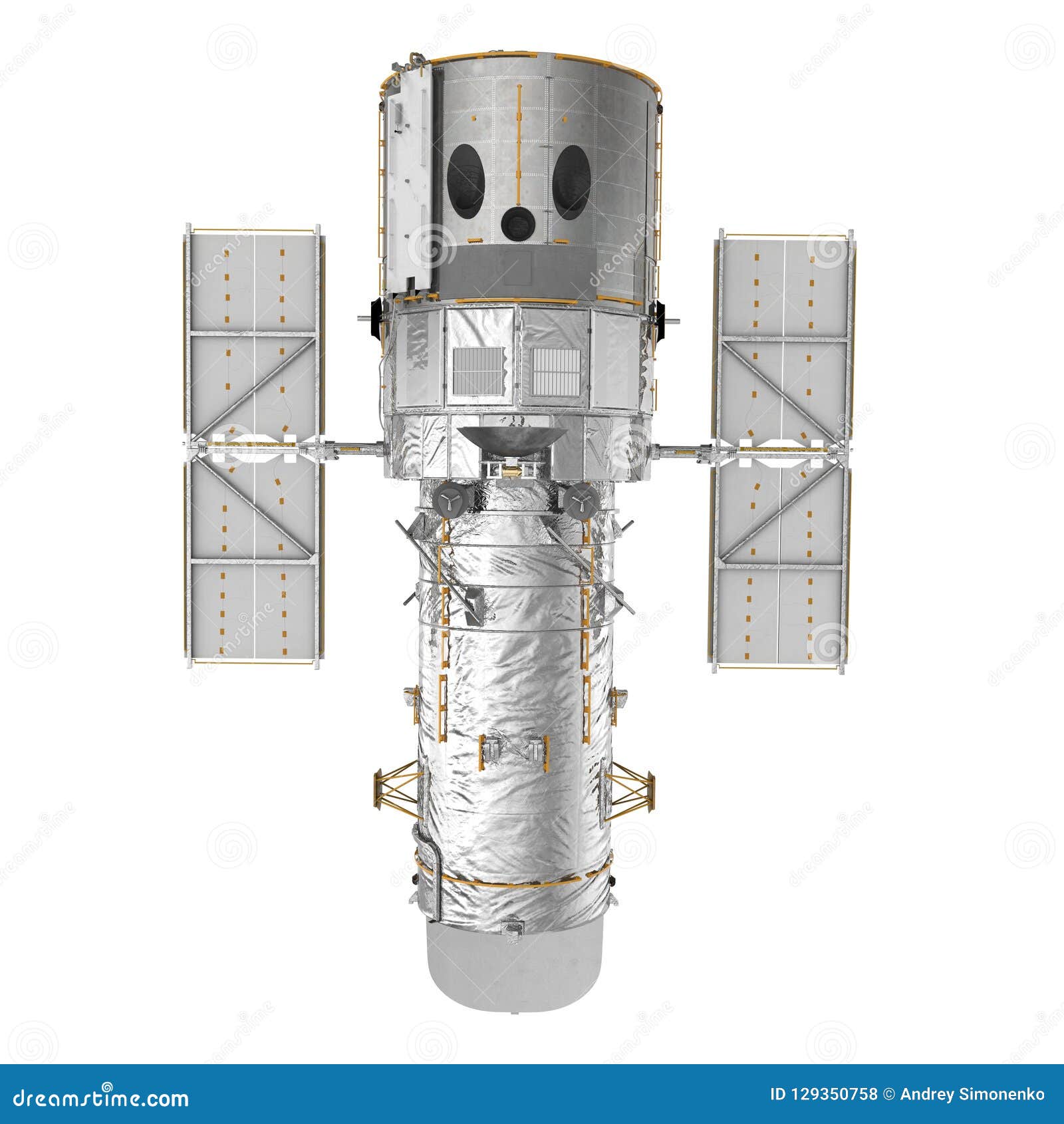 Hubble Space Telescope Isolated on White Backgrouns. 3D Illustration ...