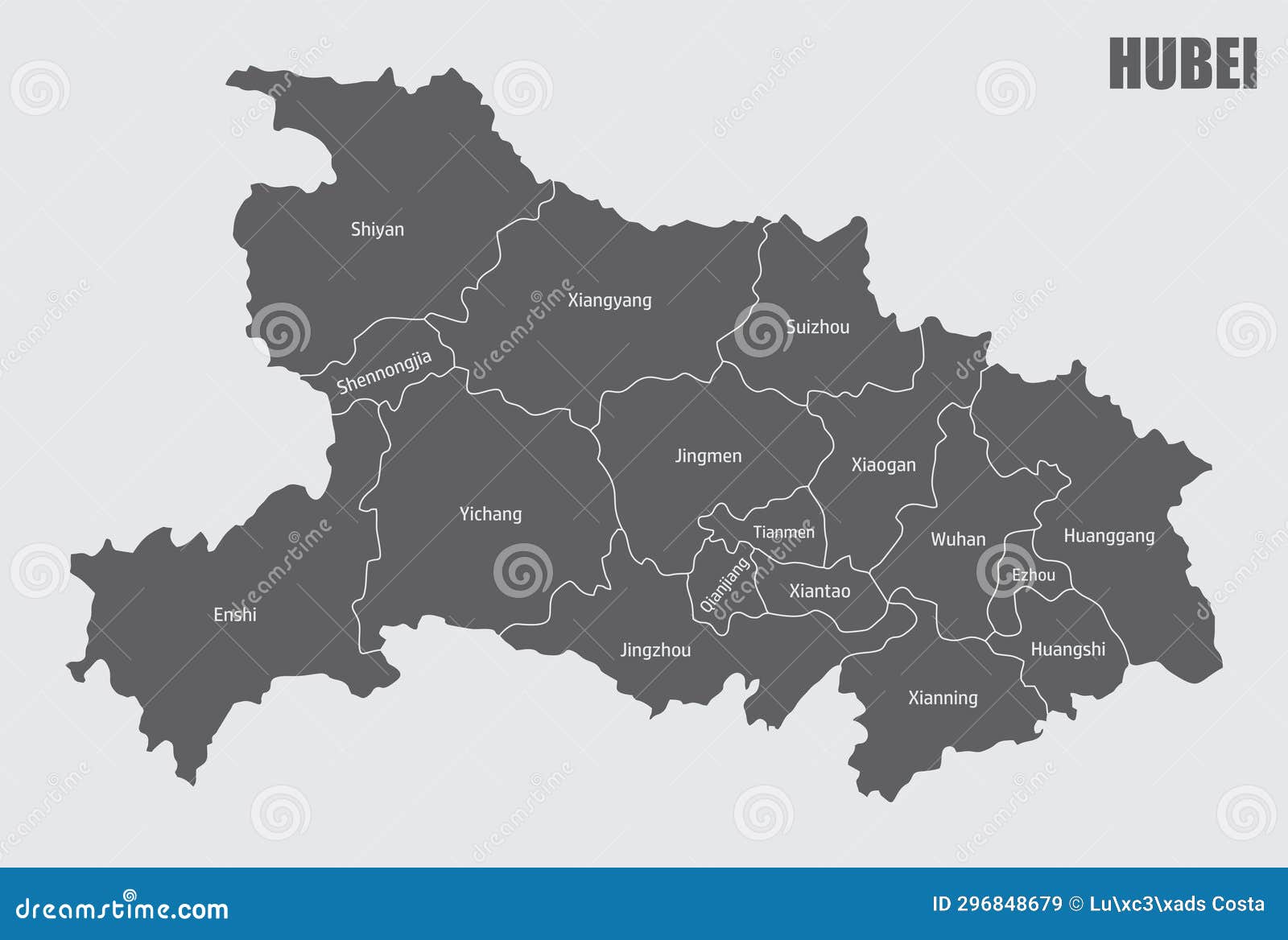 Hubei Province Administrative Map Stock Illustration - Illustration of ...