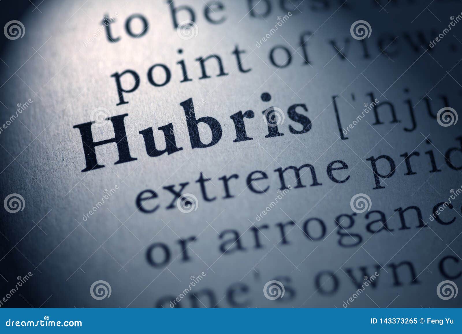 Definition of the Word Hubris Stock Image - Image of book, light: 143373265