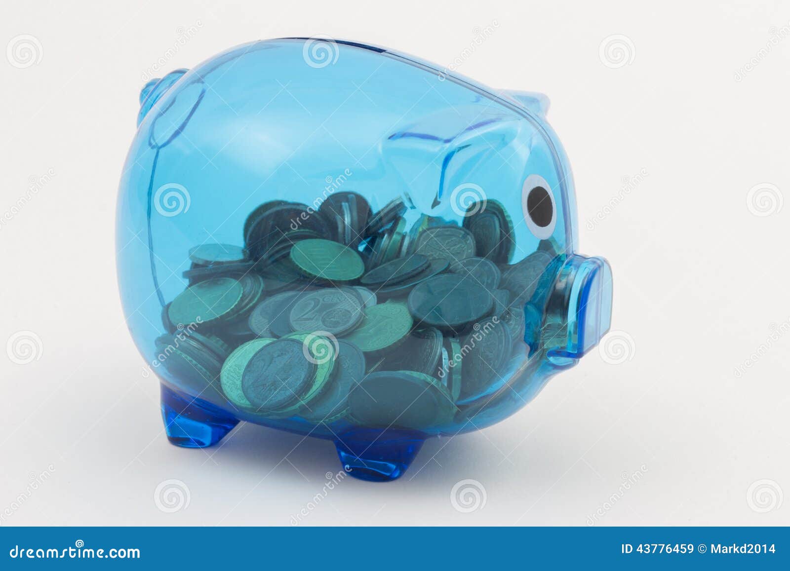 Hucha Transparente Azul Con Las Monedas Euro Imagen de archivo - Imagen ...