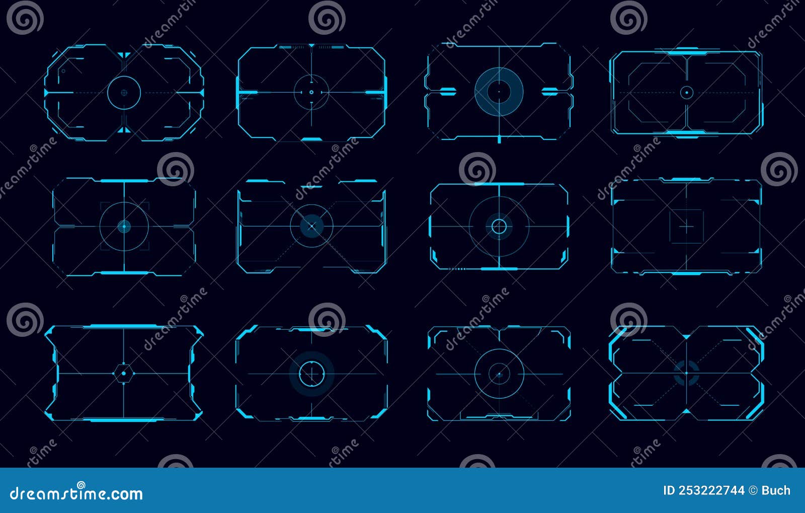 HUD Aim Control Frames, Ui or Game Interface Stock Vector - Illustration of futuristic, data ...