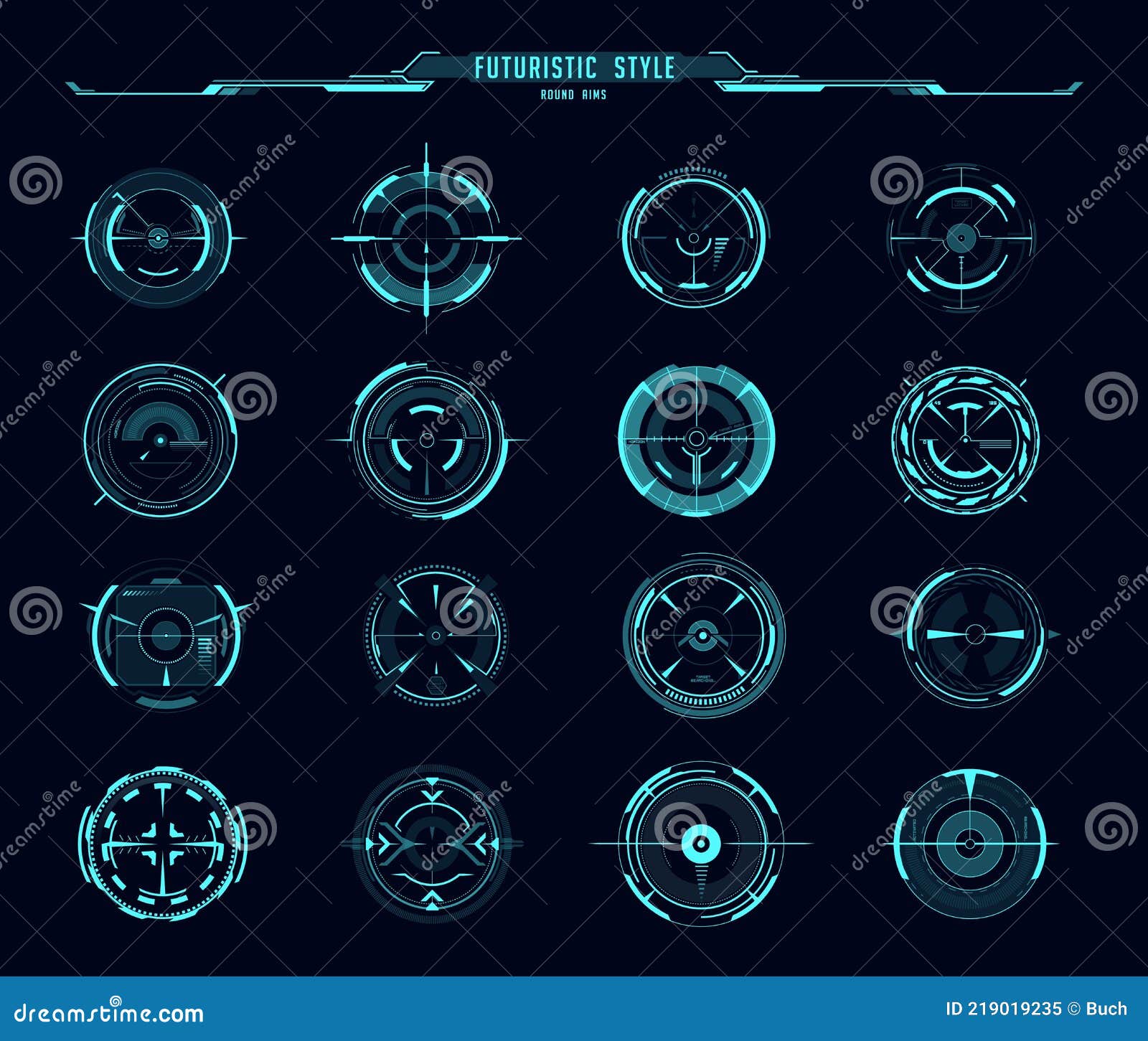 HUD Aim Control Target Round Frames, Ui Interface Stock Vector - Illustration of target ...