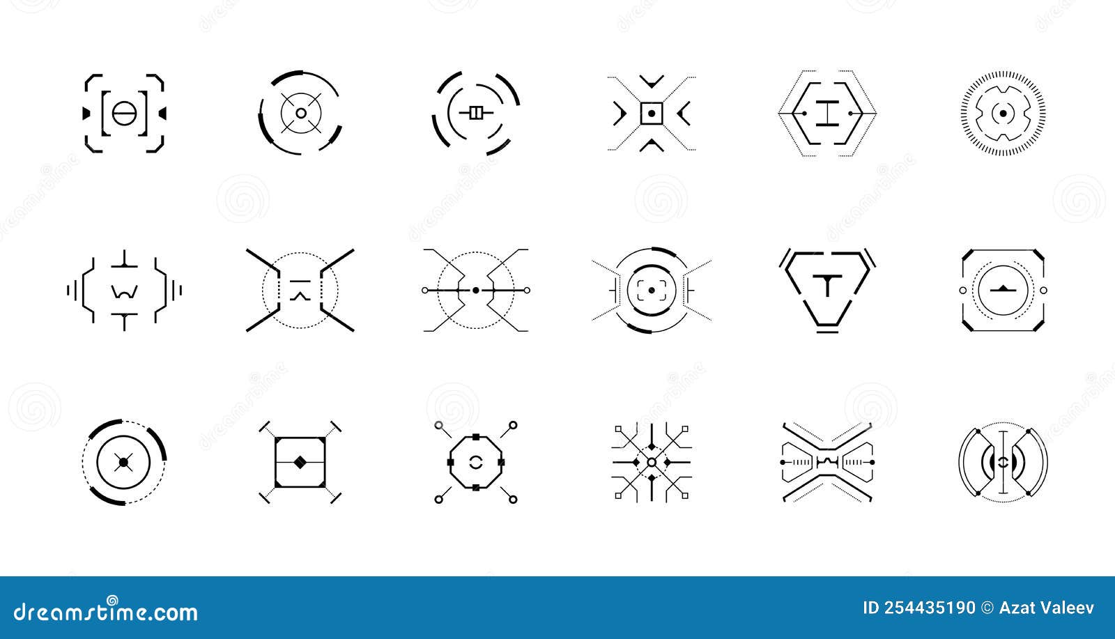 HUD Aim Control Target System Set. GUI And FUI Interface. Futuristic ...