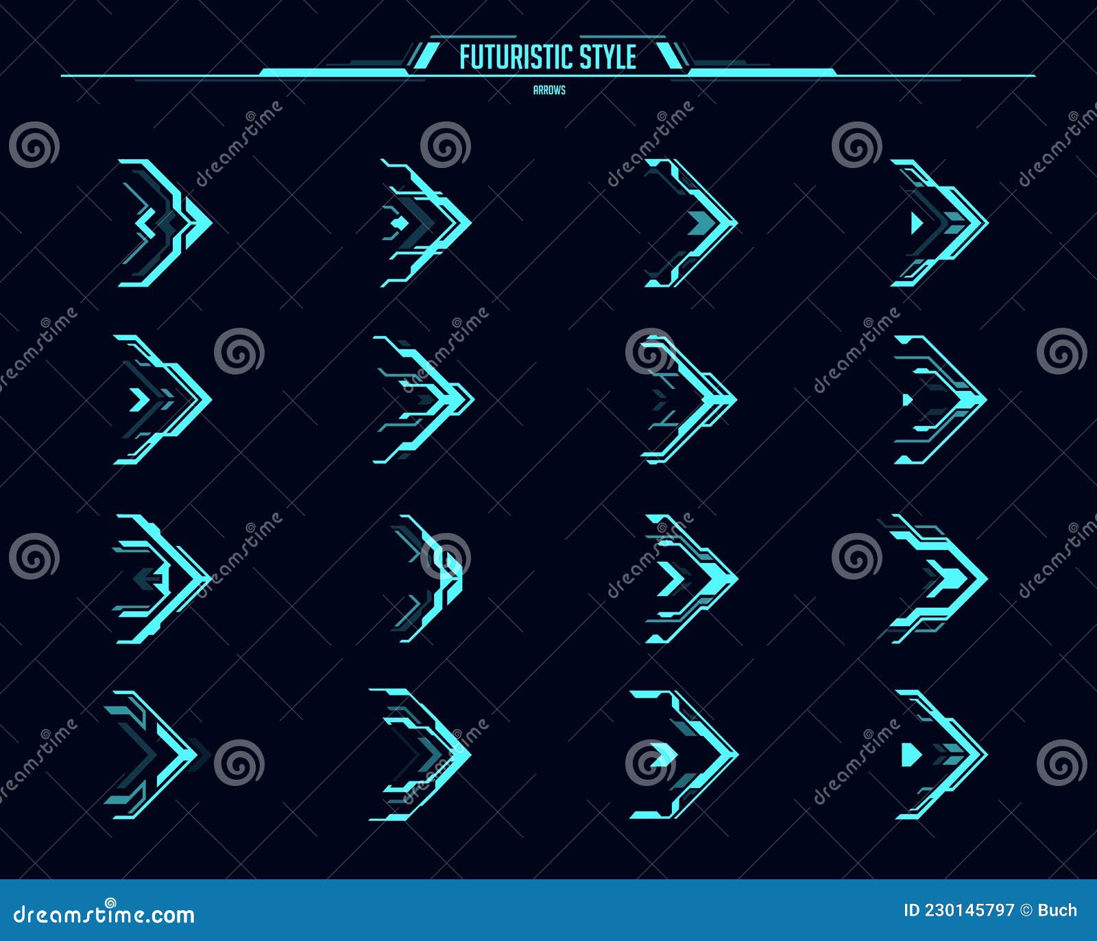 HUD Arrows and Futuristic Navigation Pointers, Ui Stock Illustration - Illustration of cursor ...
