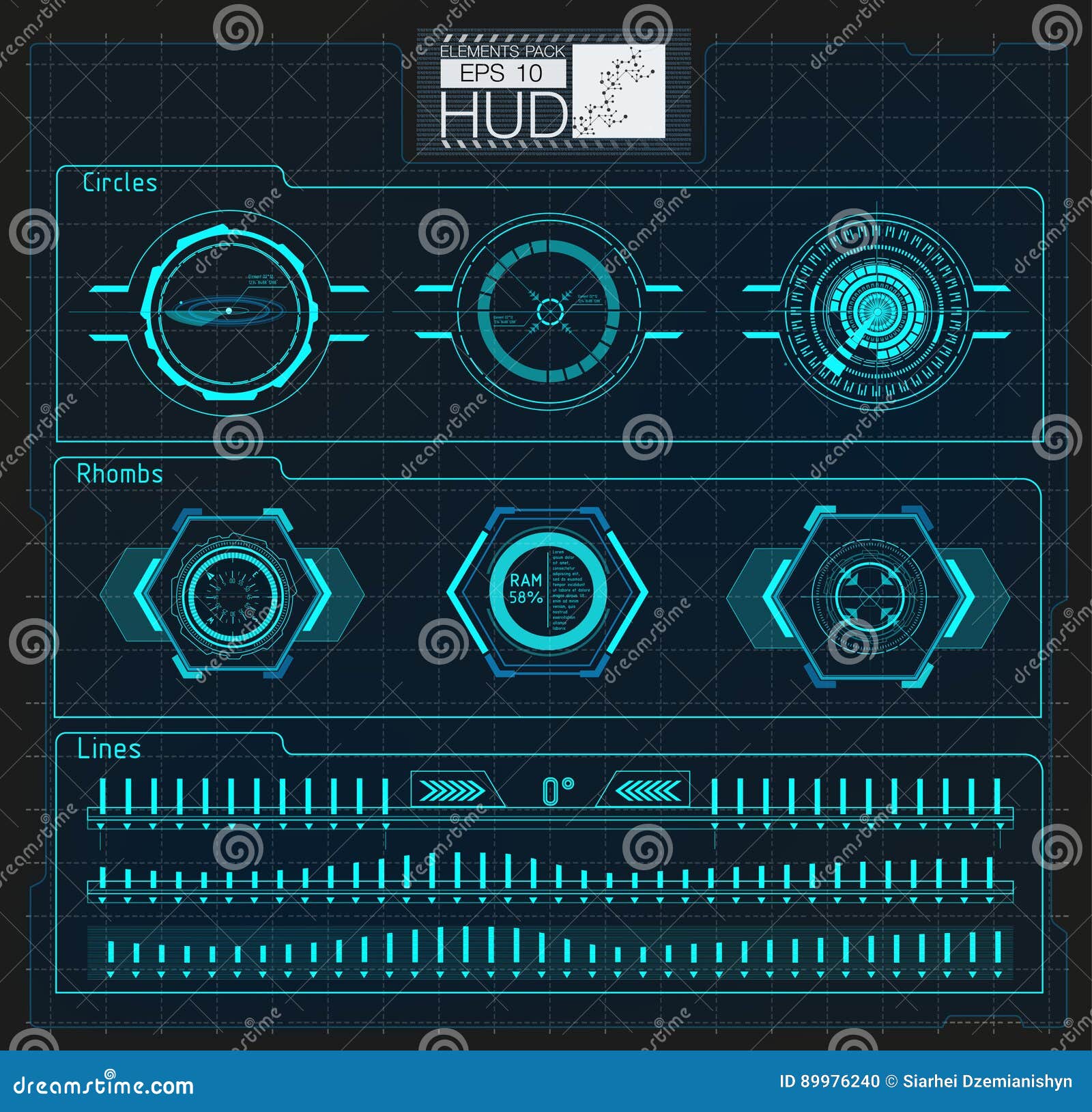HUD Background Outer Space. Infographic Elements.Digital Data, Business ...