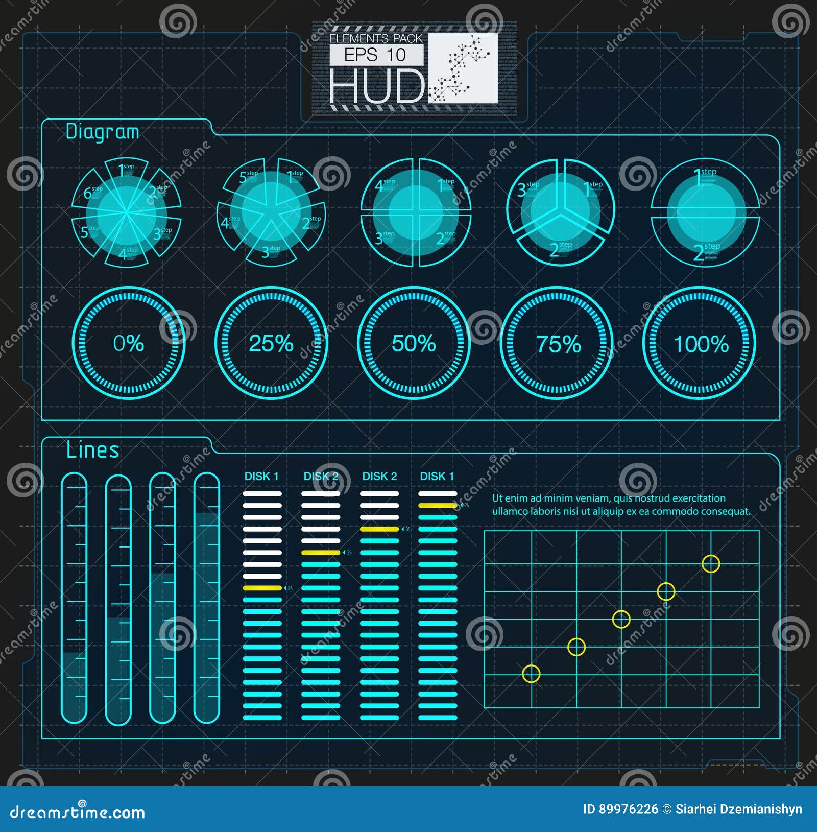 HUD Background Outer Space. Infographic Elements.Digital Data, Business ...