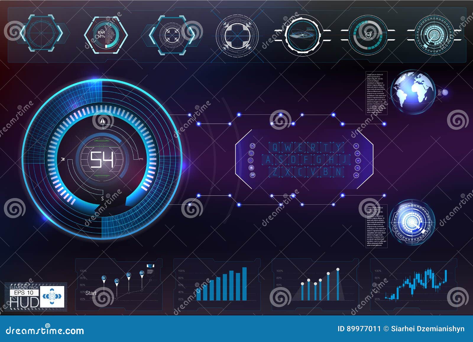HUD Background Outer Space. Infographic Elements.Digital Data, Business ...