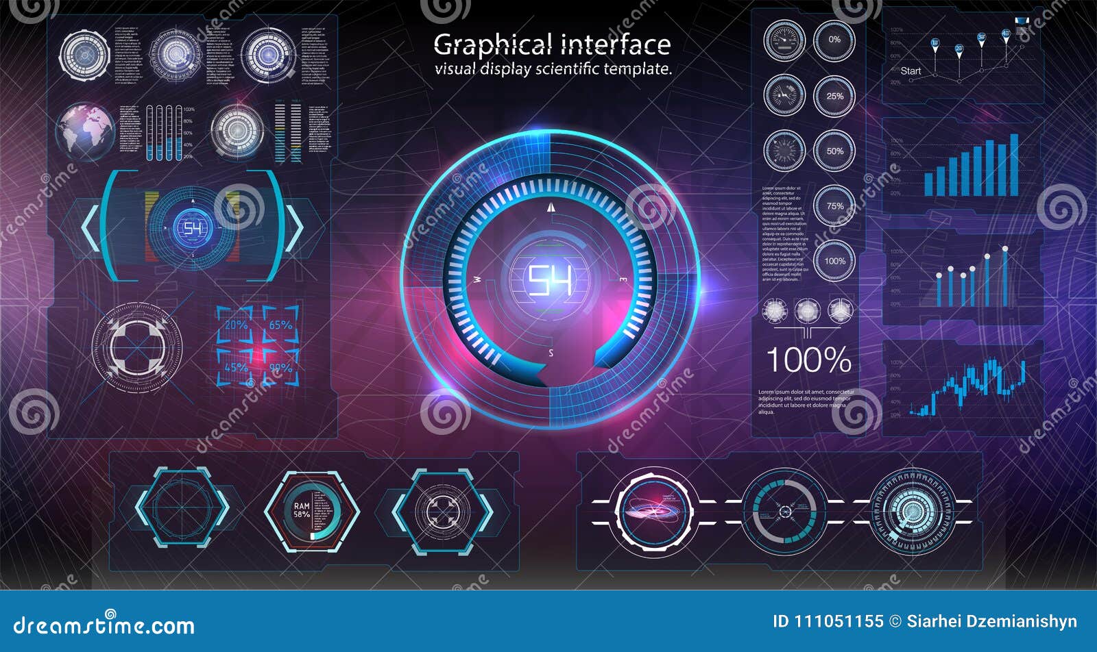 HUD Background Outer Space. Infographic Elements.Digital Data, Business ...